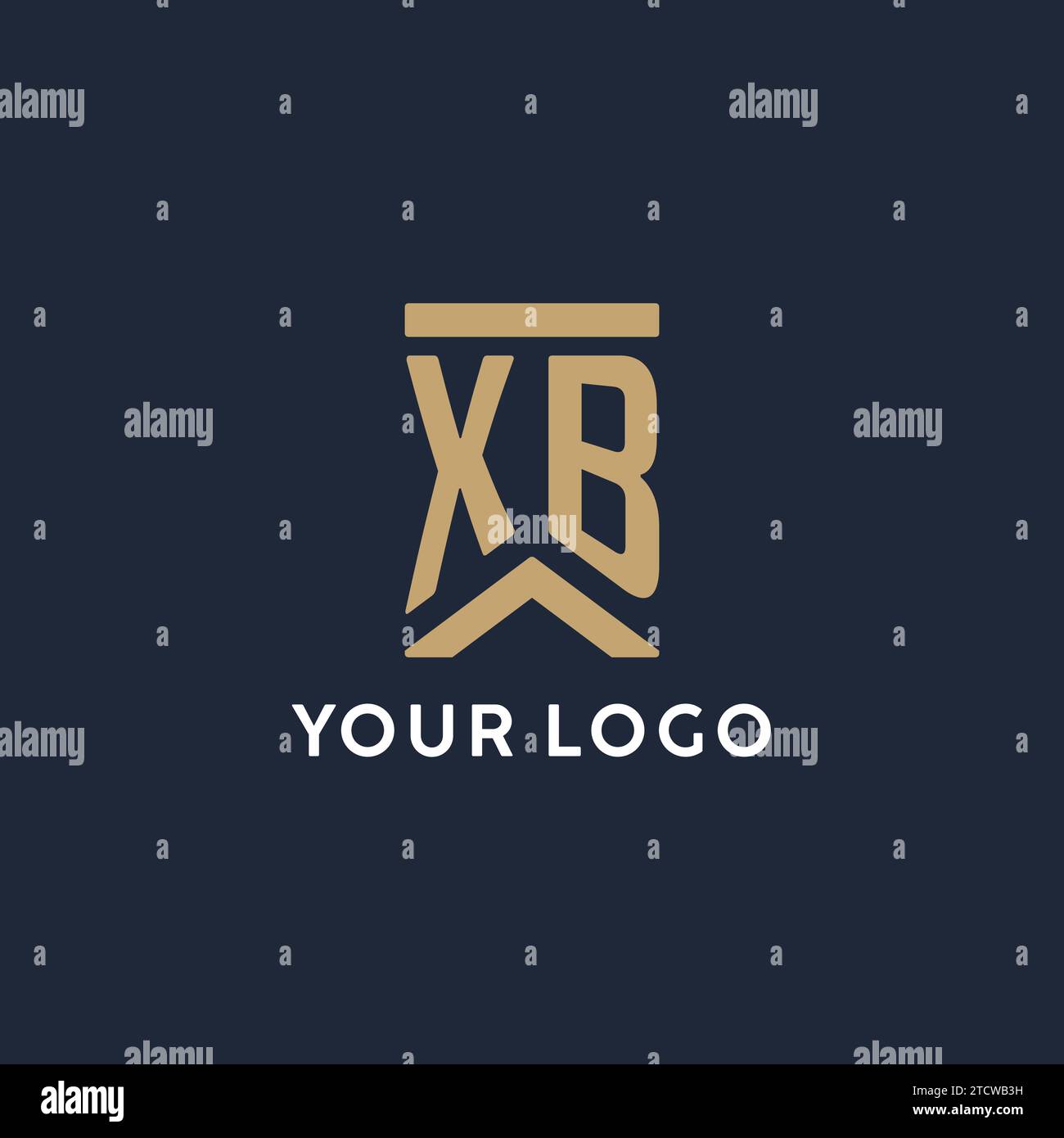 XB initial monogram logo design in a rectangular style with curved side ...