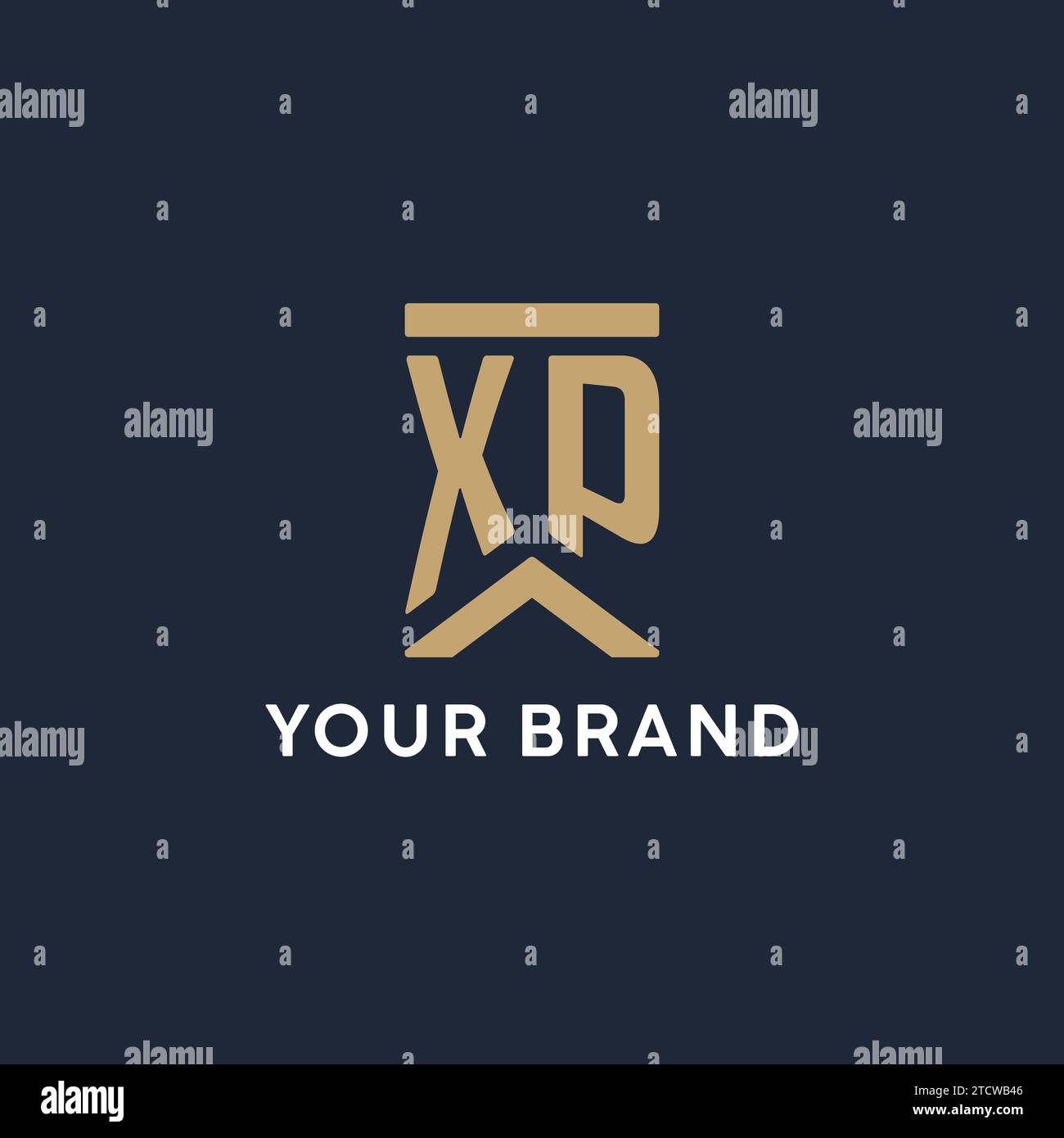 XP initial monogram logo design in a rectangular style with curved side ...
