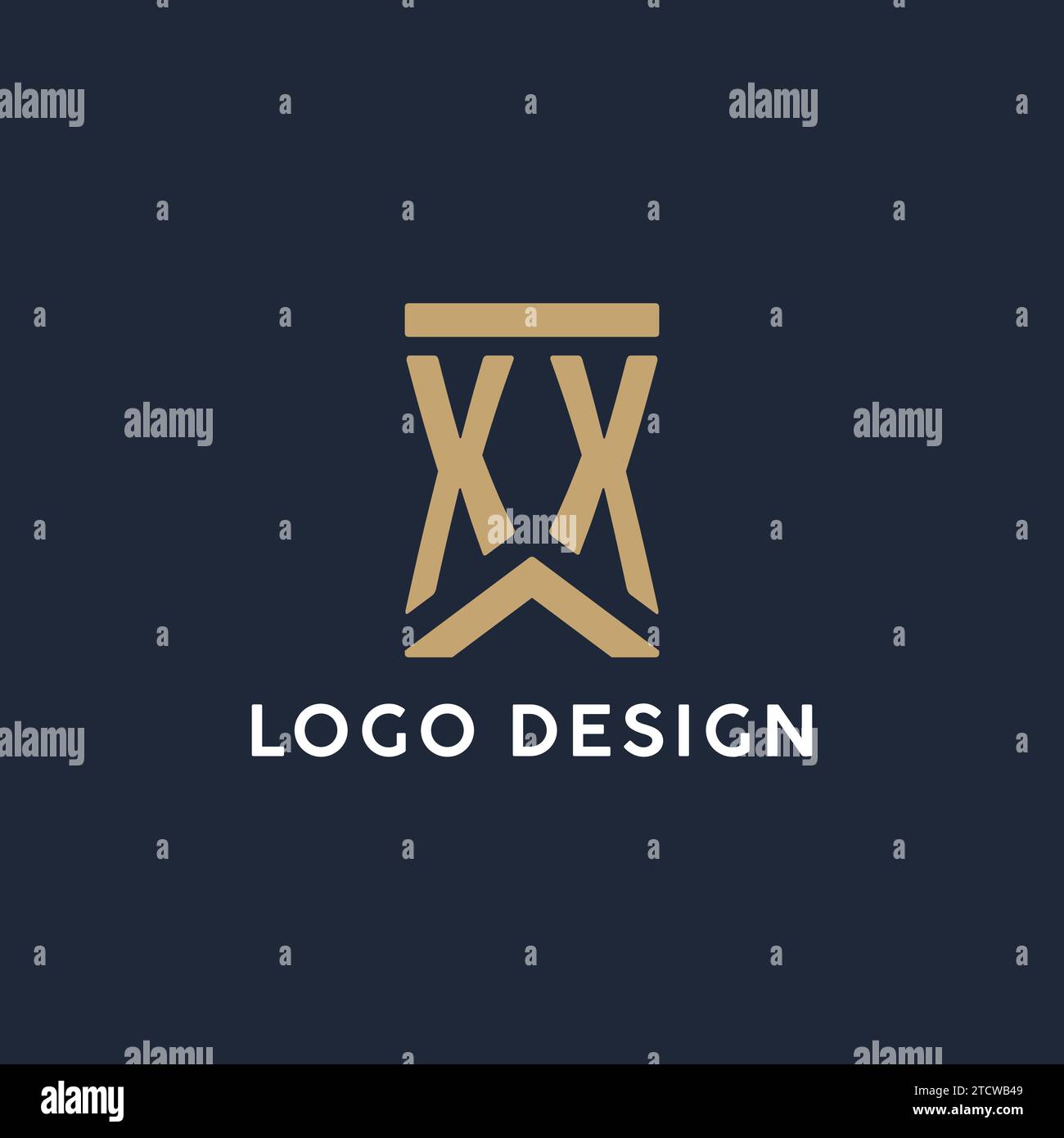XX initial monogram logo design in a rectangular style with curved side ideas Stock Vector Image ...