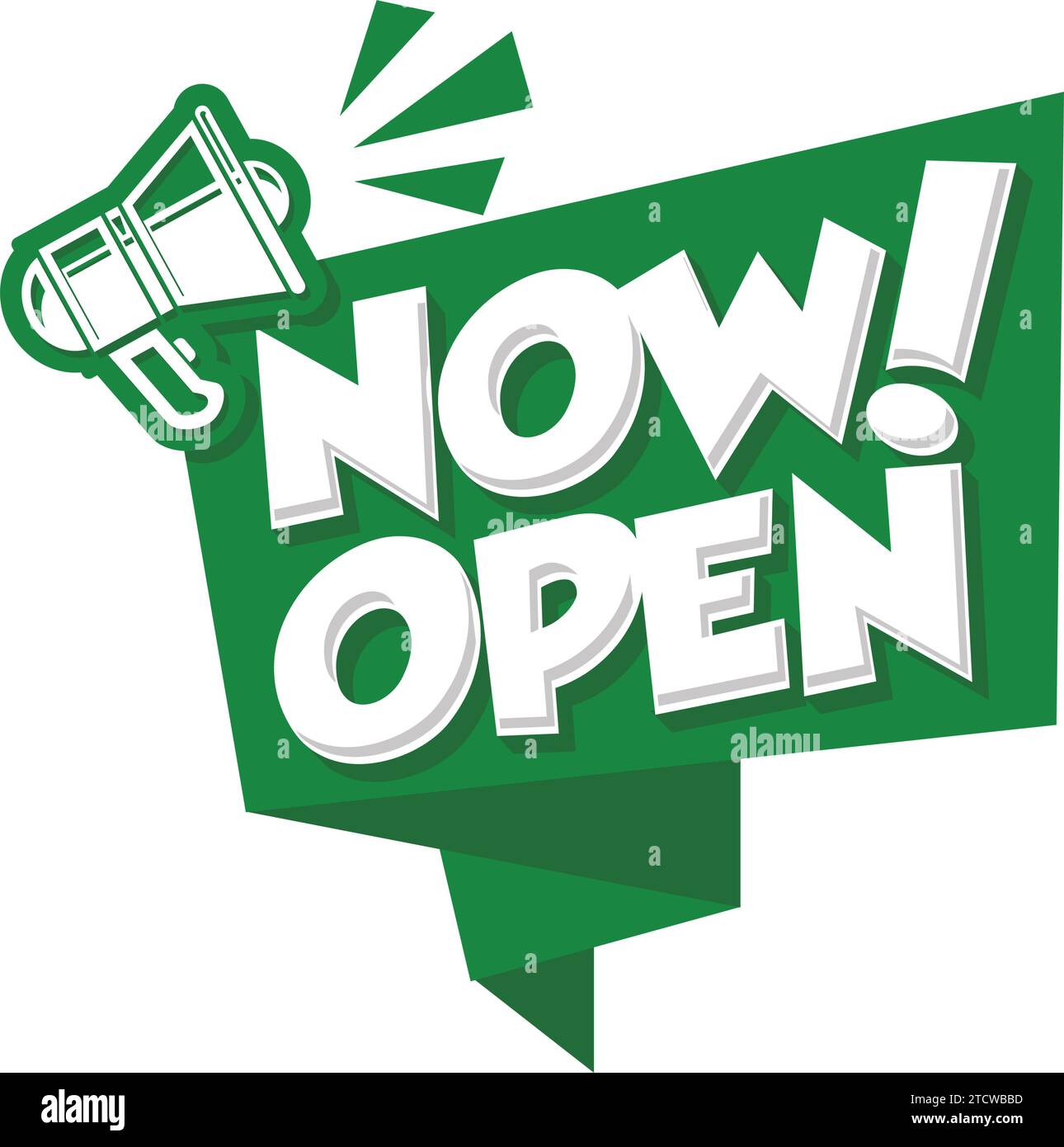 Notice Now open. Template sign with megaphone for entrance door or web ...