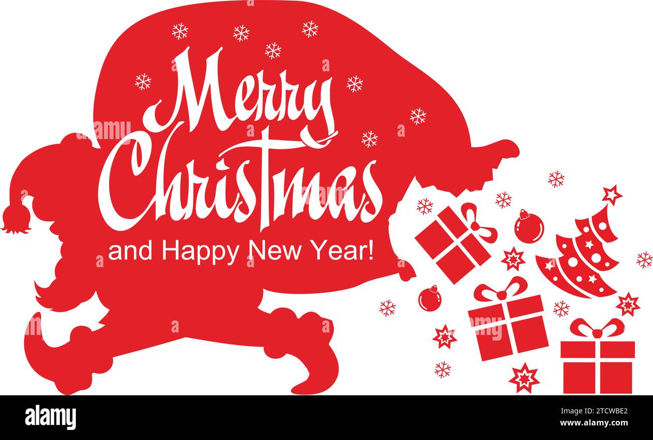 Merry Christmas and a happy new year. Template of banner with ...