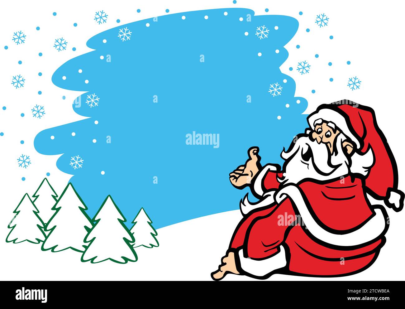 Santa Claus sits and points to the place where your text should be ...