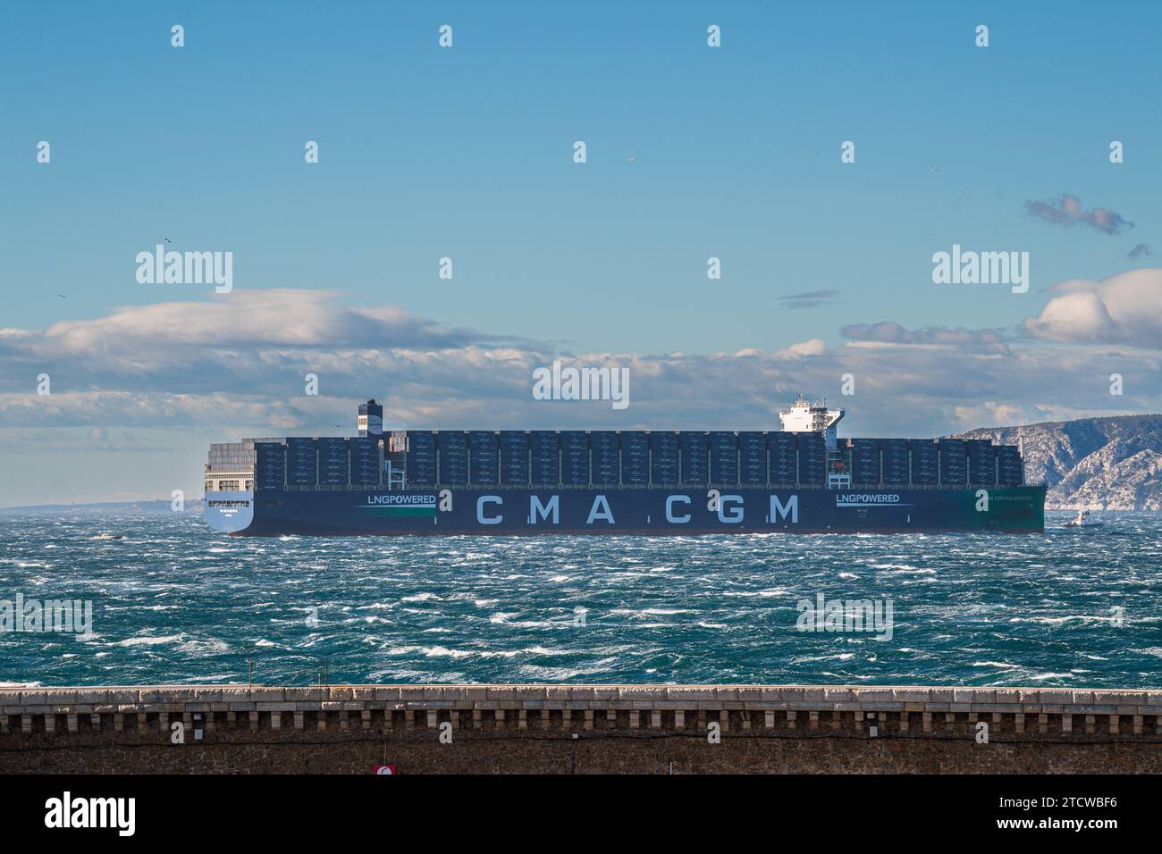 Marseille, France. 14th Dec, 2023. CMA-CGM's giant liquefied natural ...