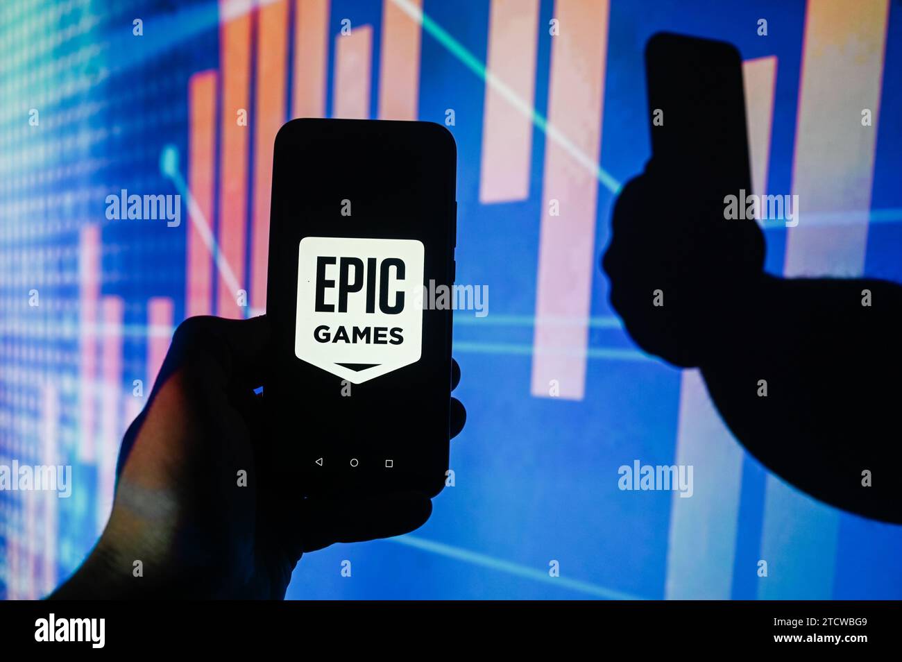 In this photo illustration an Epic Games logo is displayed on a ...