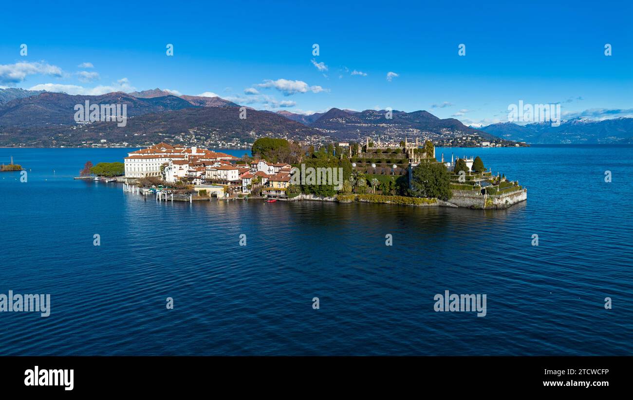 Aerial view of the Borromee islands on Lake Maggiore Stock Photo - Alamy