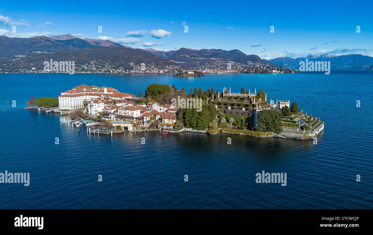 Aerial view of the Borromee islands on Lake Maggiore Stock Photo - Alamy