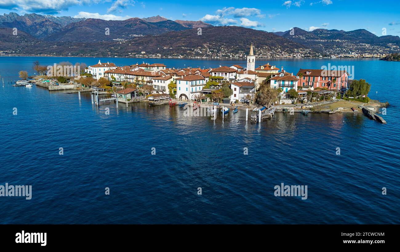 Aerial view of the Borromee islands on Lake Maggiore Stock Photo - Alamy