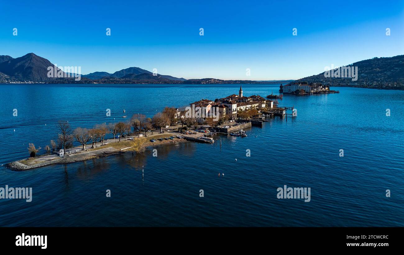 Aerial view of the Borromee islands on Lake Maggiore Stock Photo - Alamy