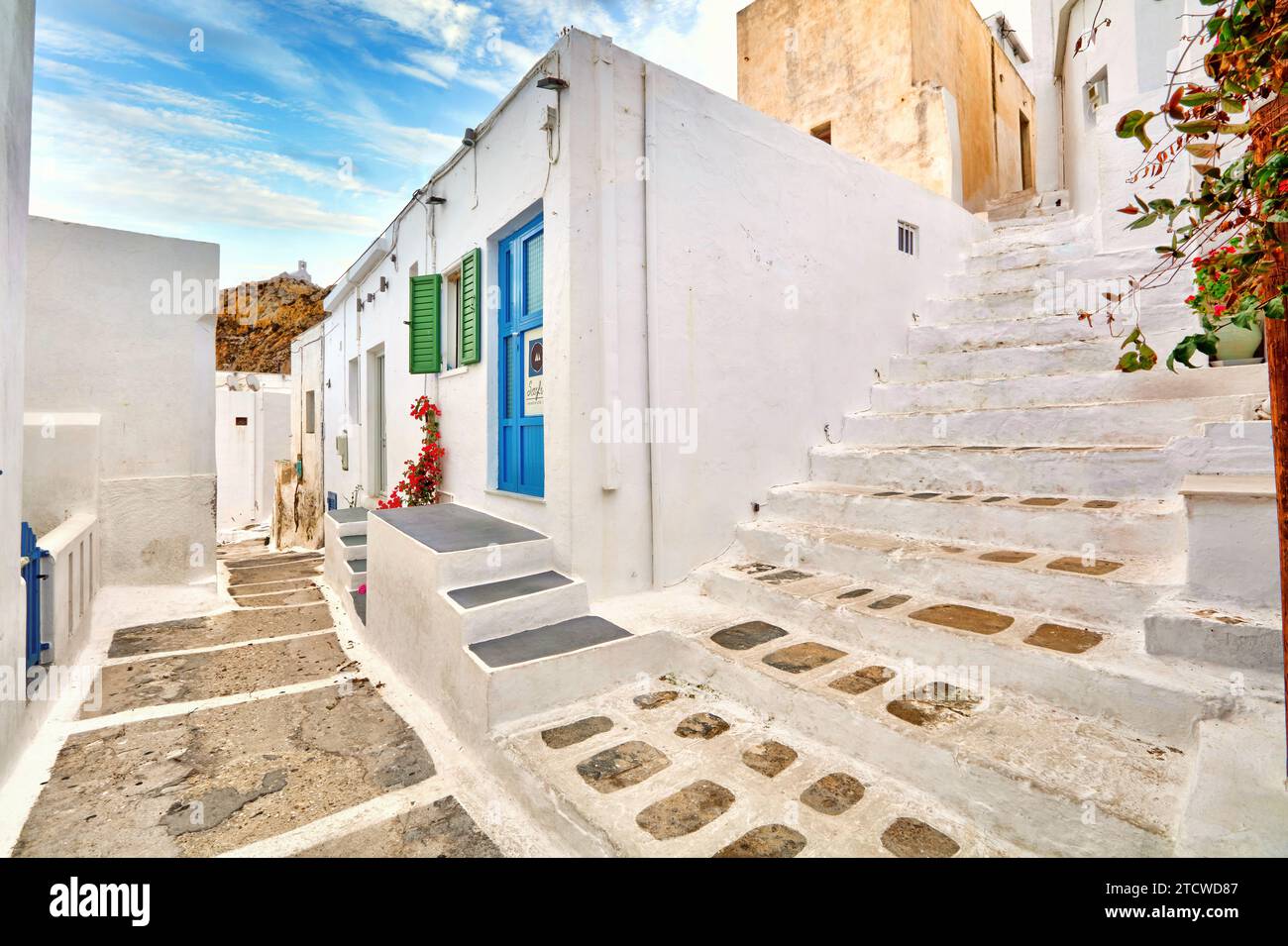 The traditional village Pano Chora of Serifos island in Cyclades ...