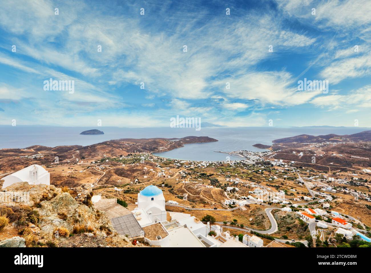 The view from the churches Agia Barbara and Jesus Christ in Pano Chora ...