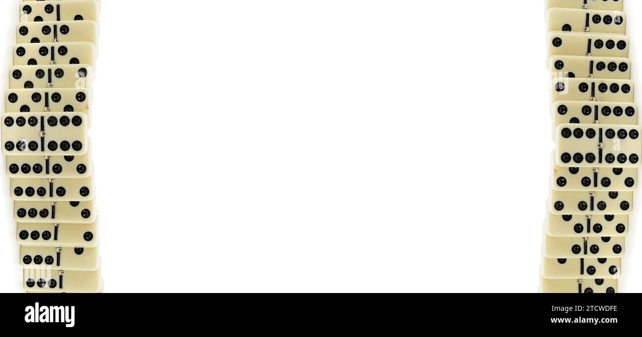 Frame of dominoes isolated on white background. Free space for text ...