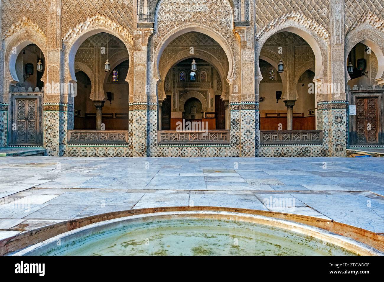 Main marble-paved courtyard of the Madrasa Bou Inania, high point of ...
