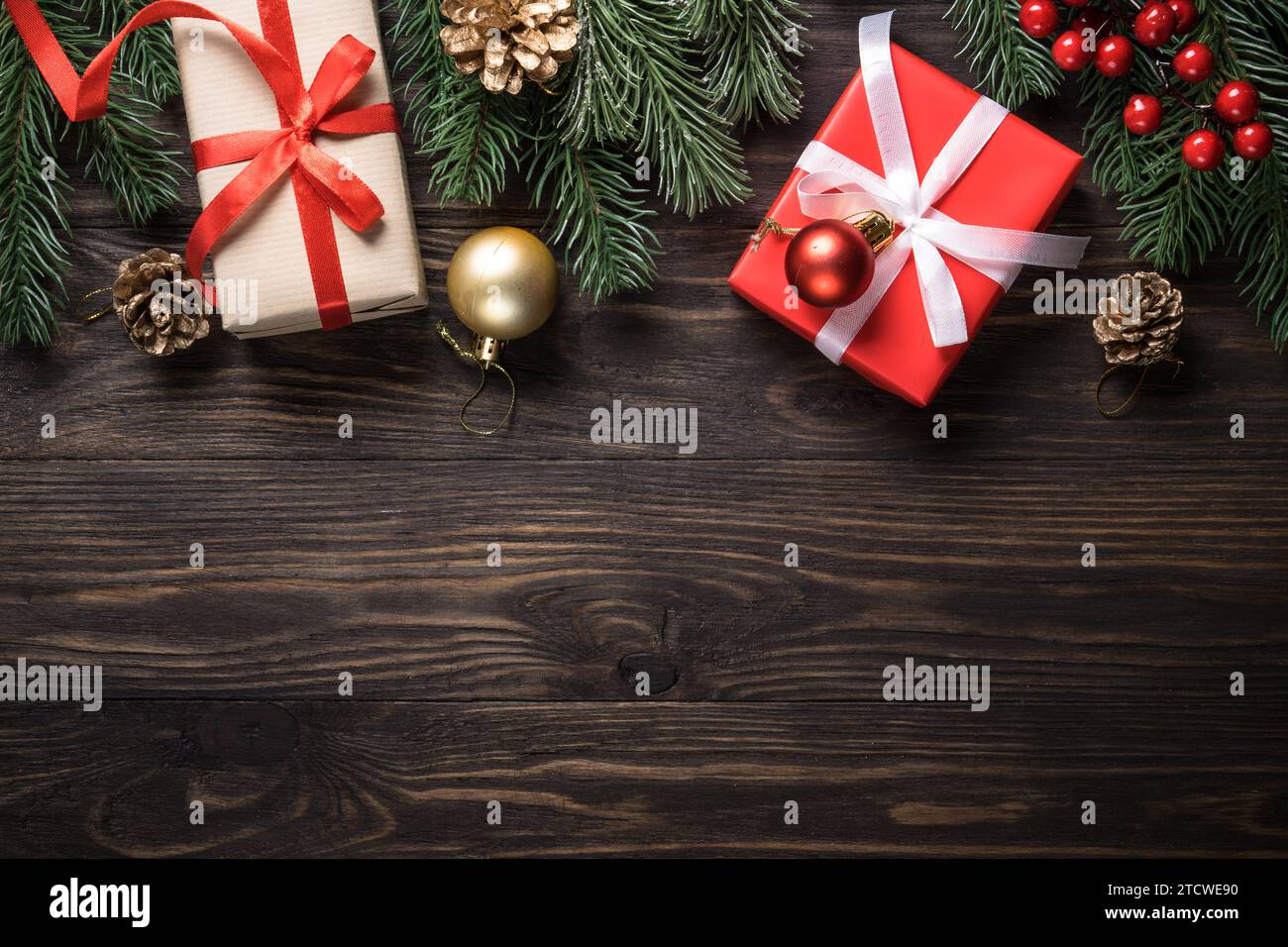 Christmas holiday background top view Stock Photo - Alamy