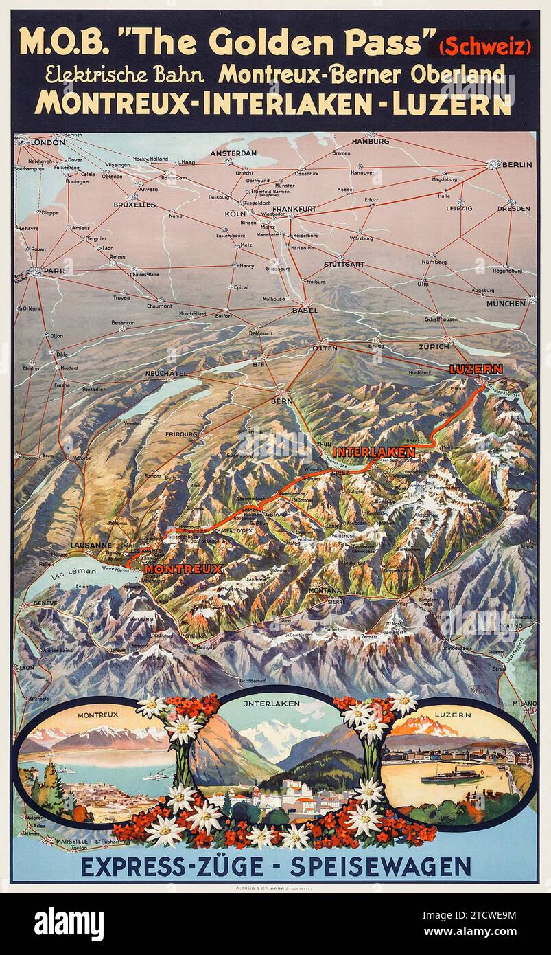 The Golden Pass (M.O.B. Railway, 1925). Electric railway - Swiss Travel ...