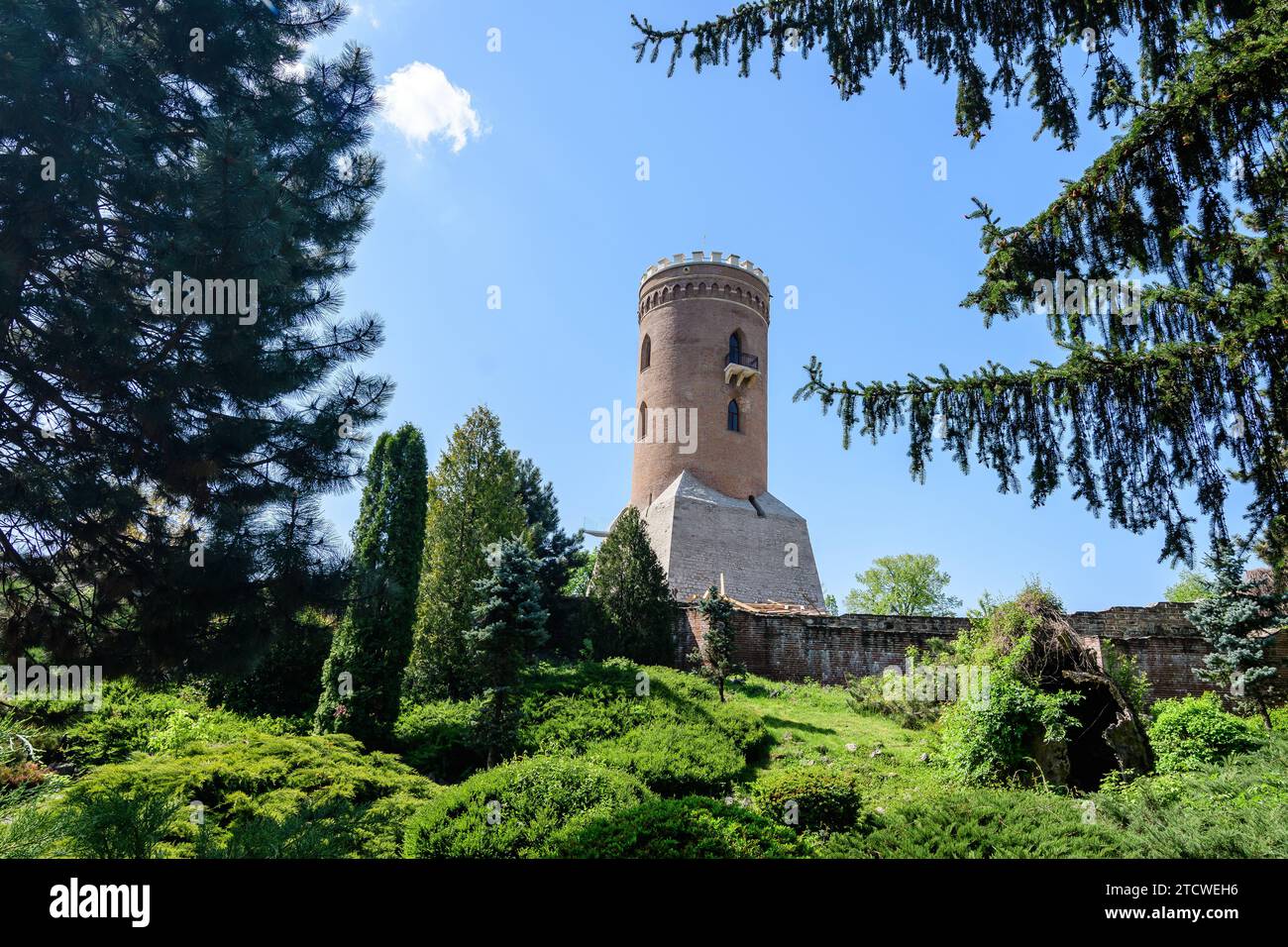 Chindia Park (Parcul Chindia) near the old stone buildings and ruins of ...