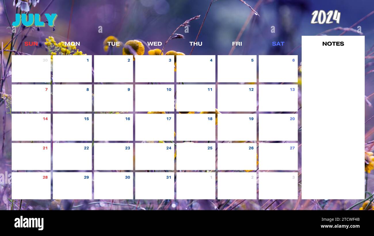 2024 Seasons 13 pages Calendar July Stock Photo - Alamy