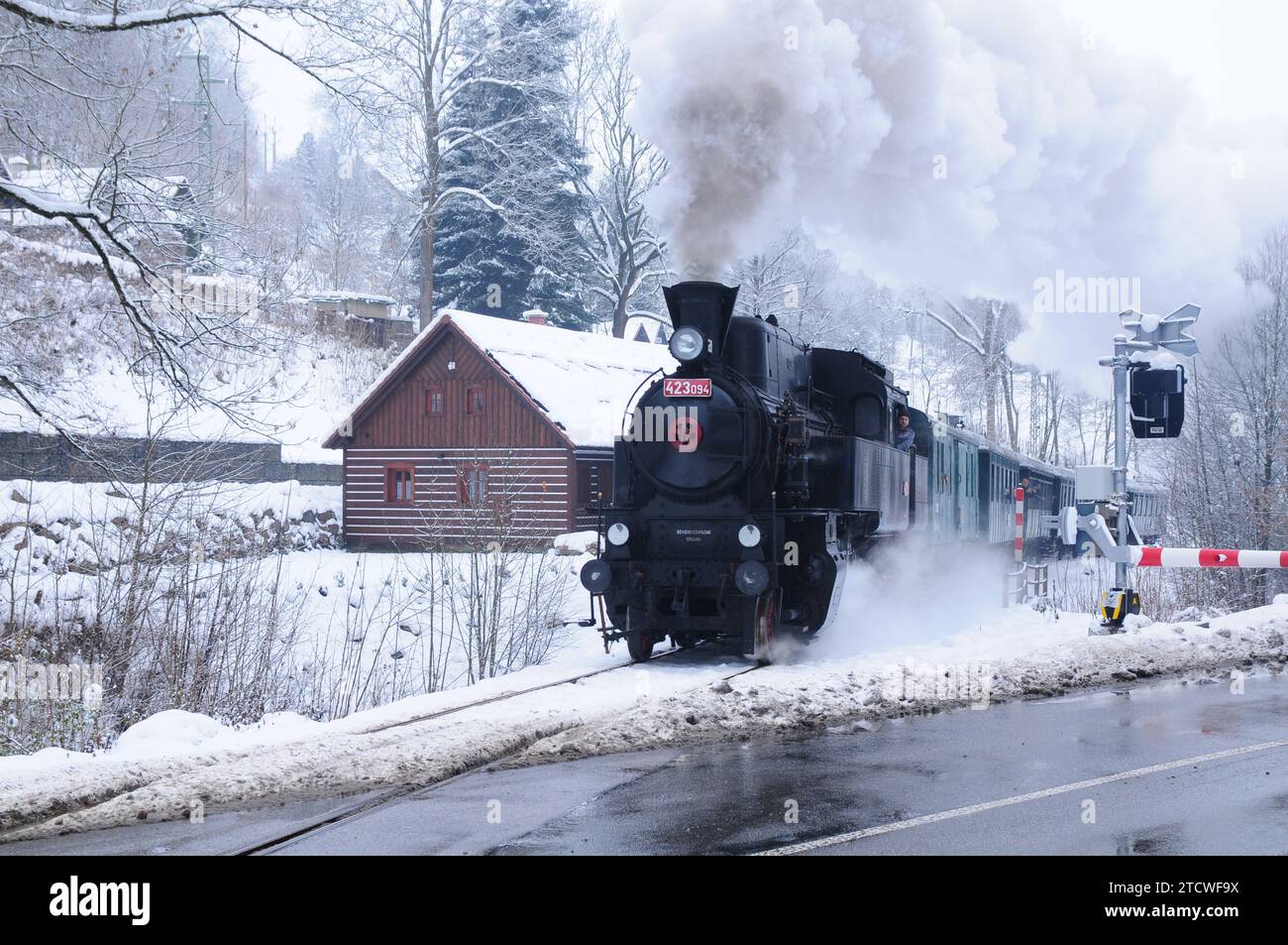 St. Nicholas, devils and angels ride by steam locomotive 423.094 in ...