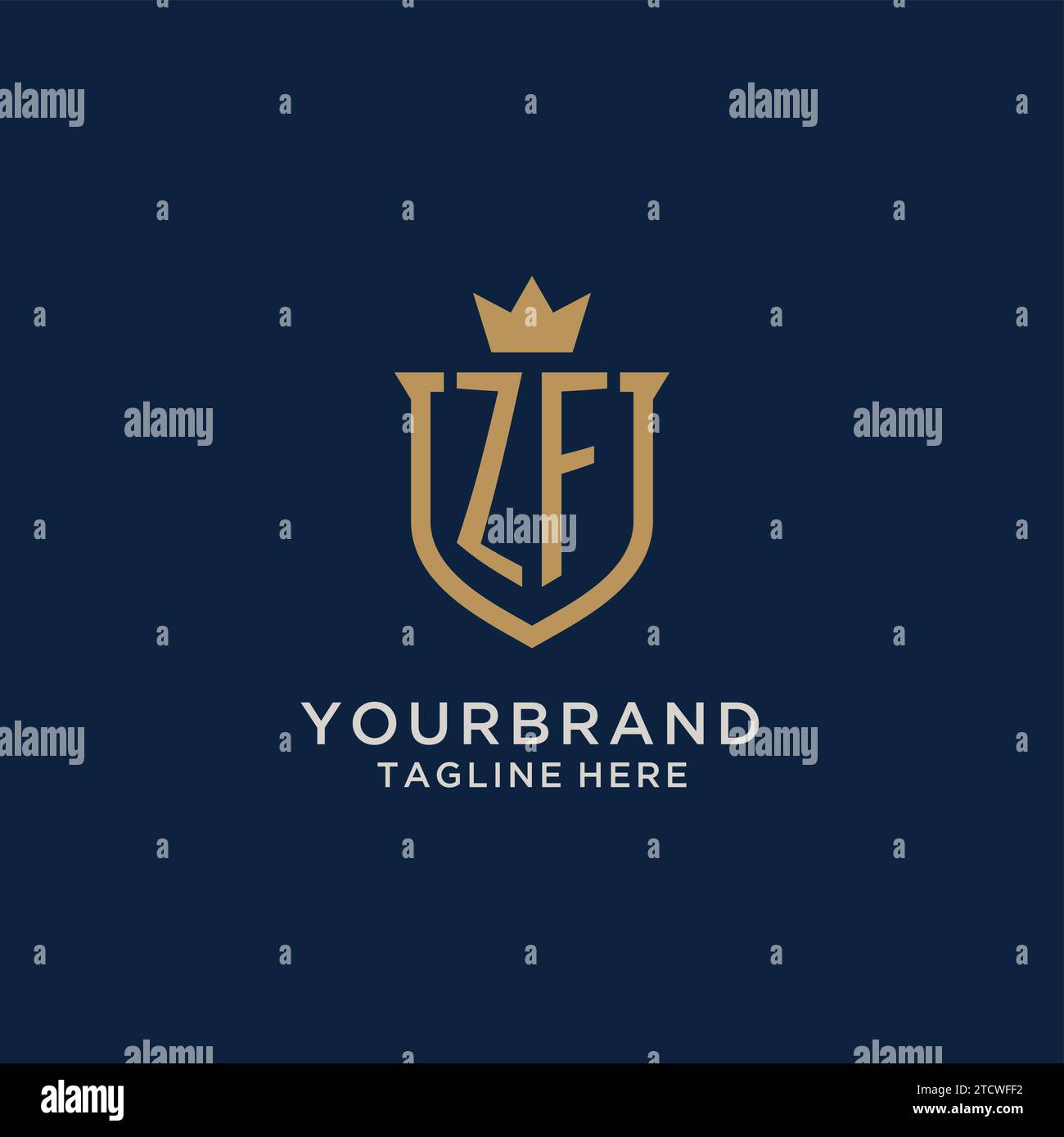 ZF initial shield crown logo vector graphic Stock Vector Image & Art ...