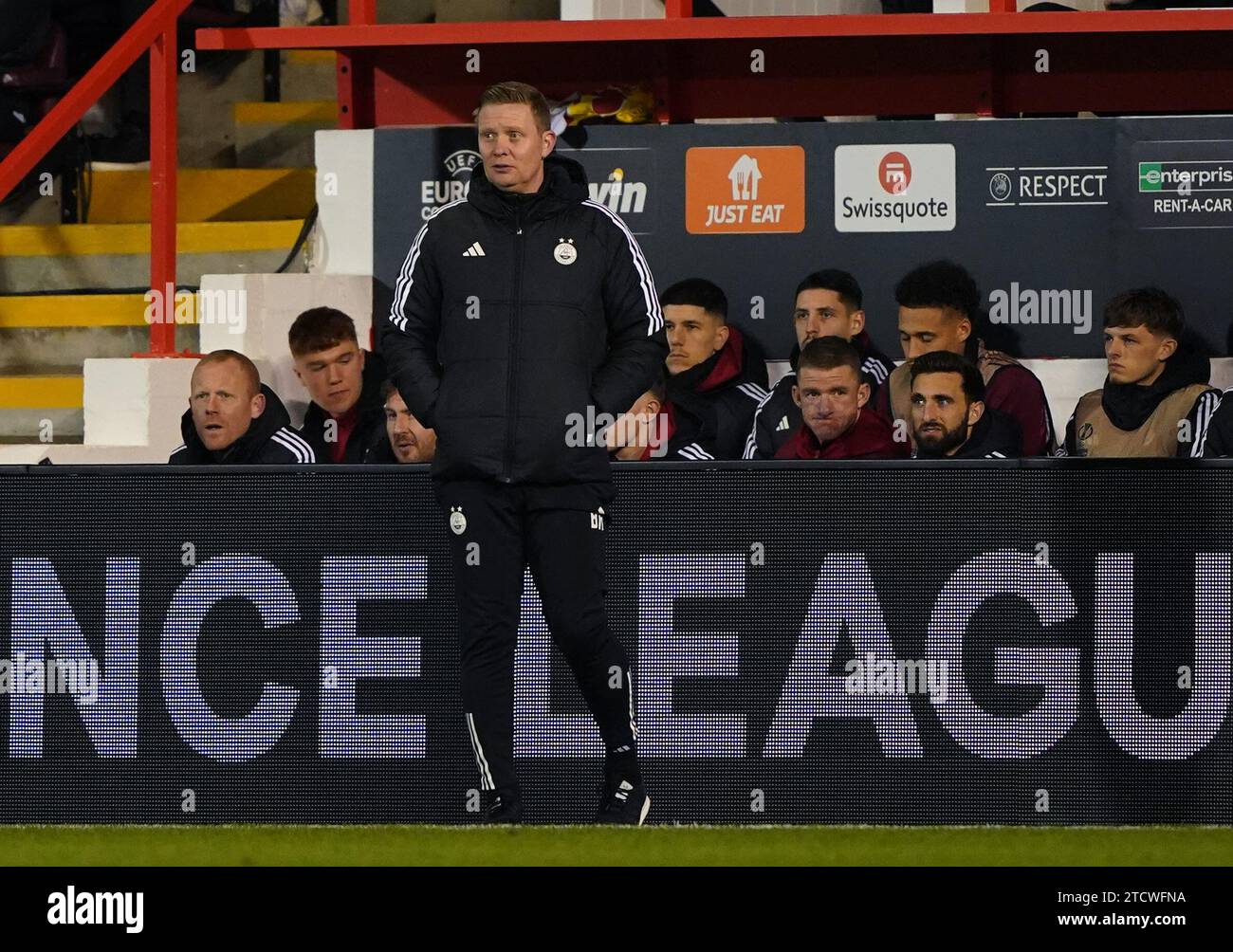 Aberdeen manager Barry Robson on the touchline during the UEFA Europa ...