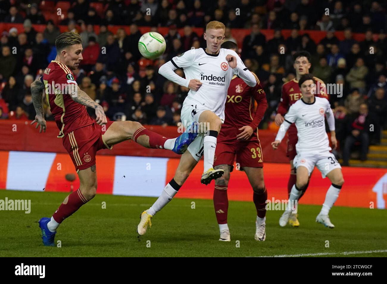 Aberdeen's Angus MacDonald (left) and Eintracht Frankfurt's Hugo ...