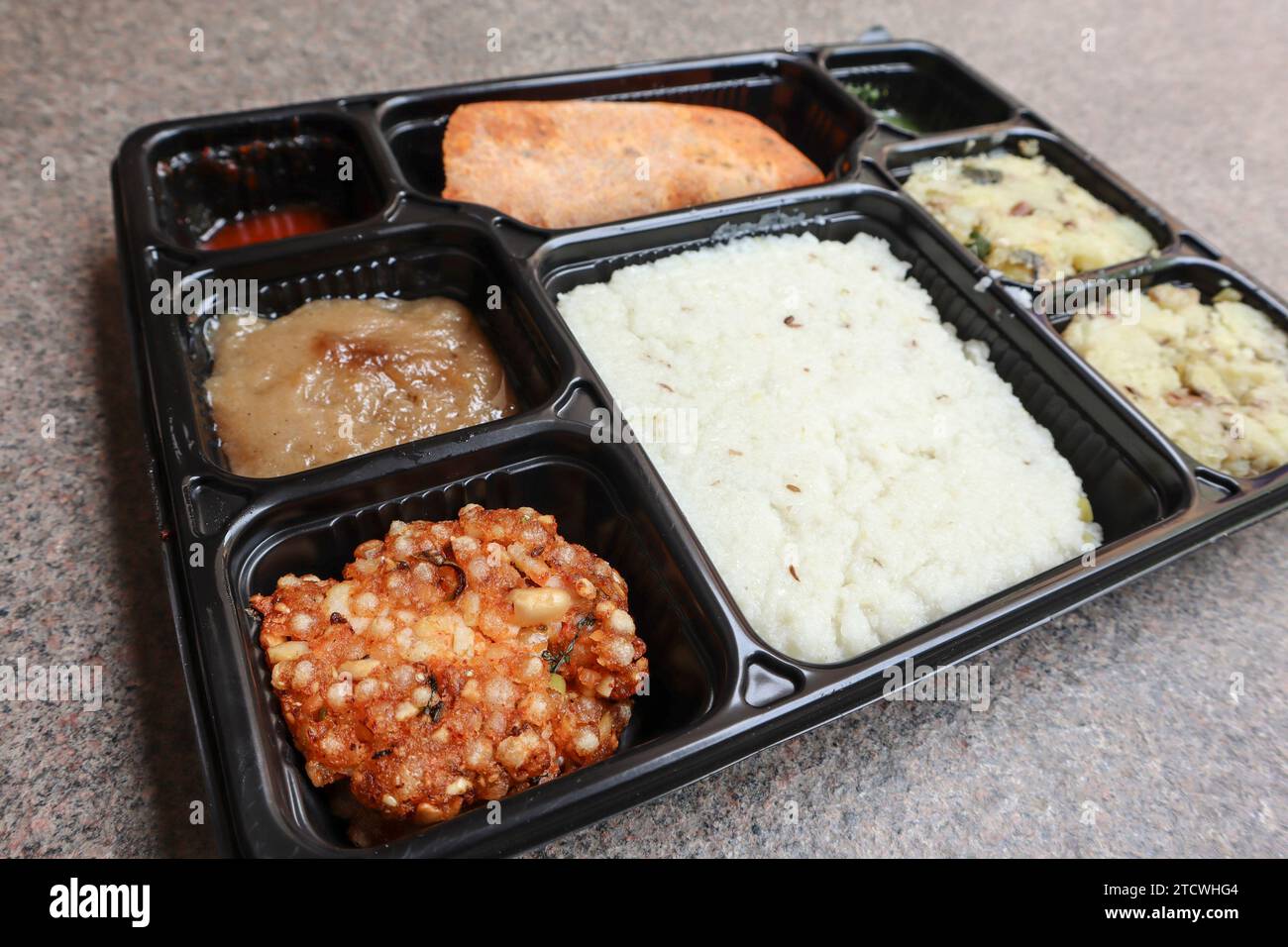 Indian UPwas thali, traditional fasting food platter or thaali. Farali ...