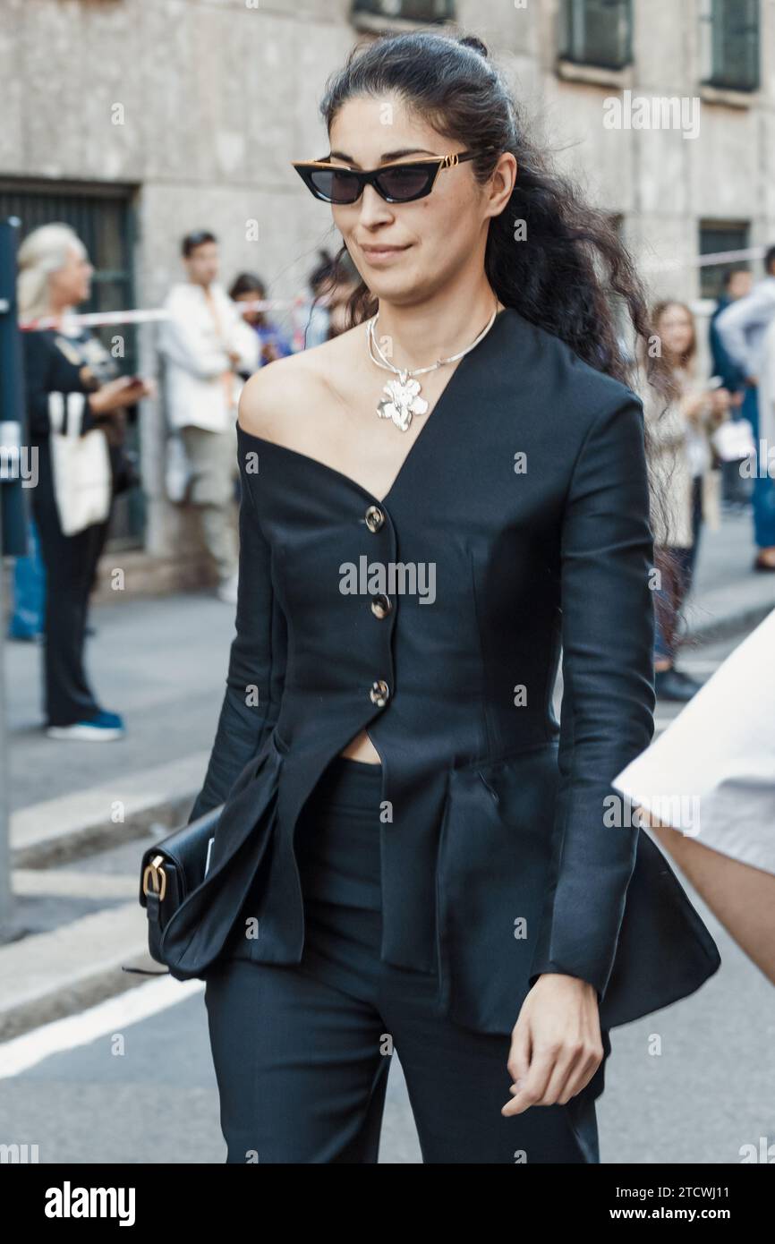 Caroline Issa outside Giorgio Armani show during Milan Fashion Week ...