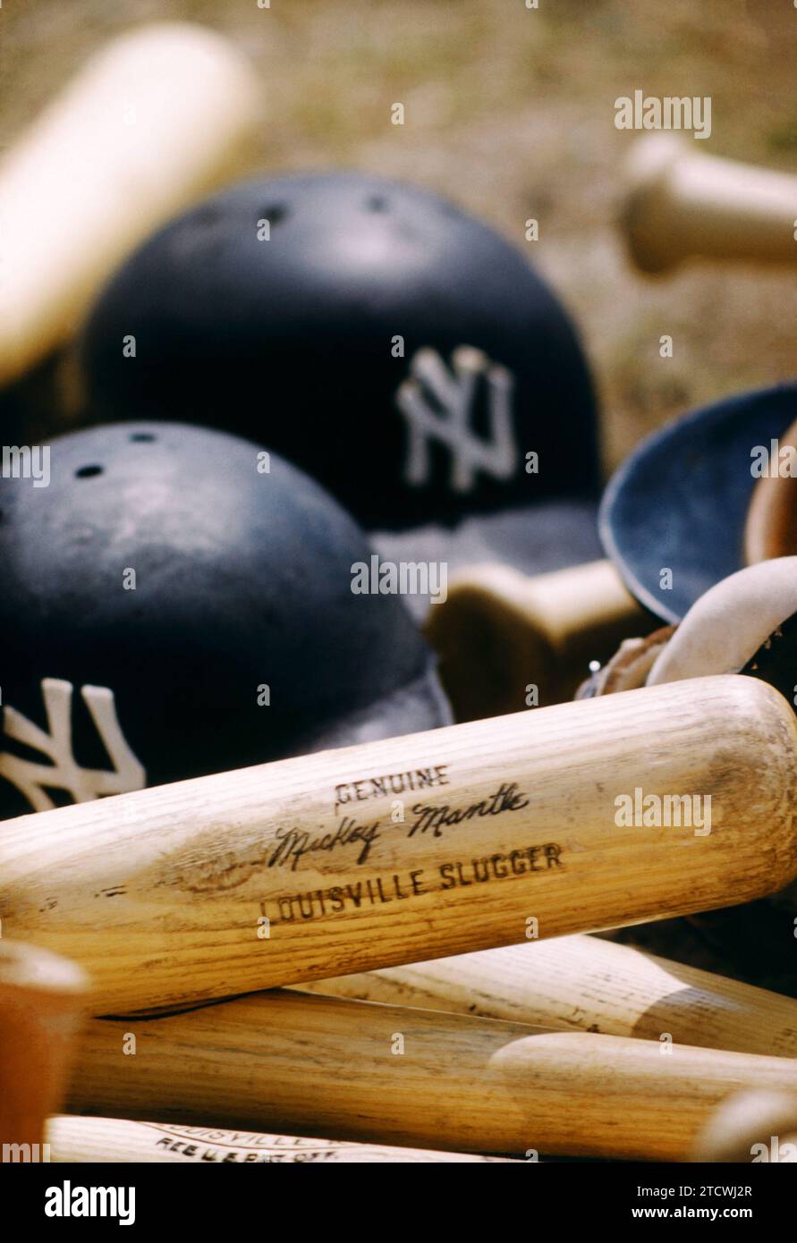 FL - FEBRUARY, 1957: Detail view of Mickey Mantle's Louisville Slugger ...