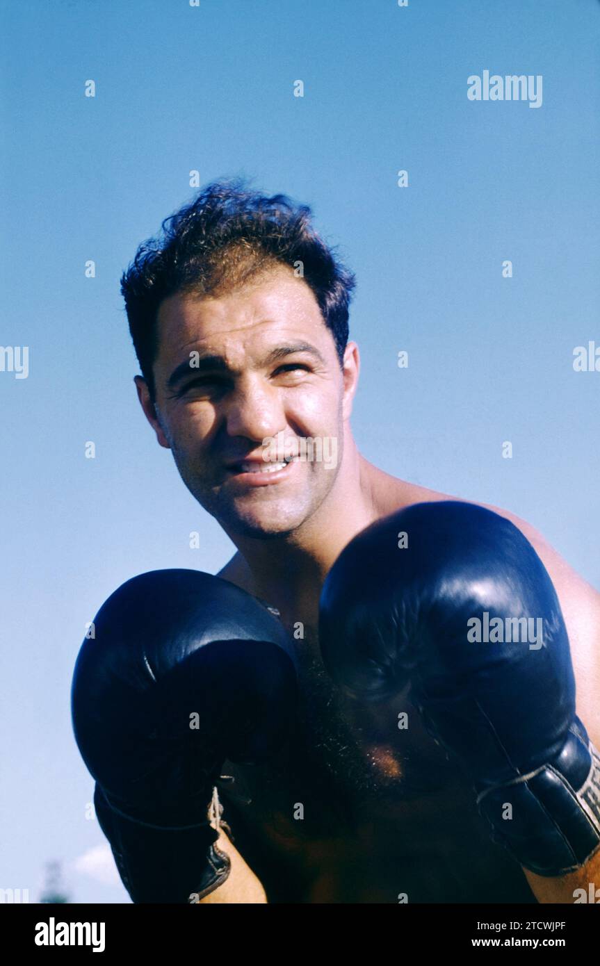 FERNDALE, NY - AUGUST 8: American professional boxer Rocky Marciano ...
