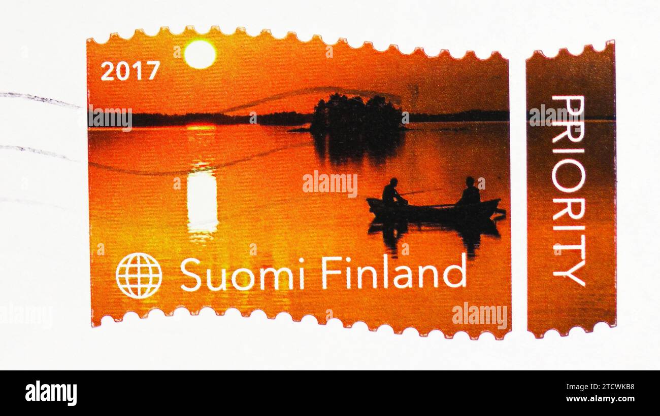 MOSCOW, RUSSIA - NOVEMBER 19, 2023: Postage stamp printed in Finland ...