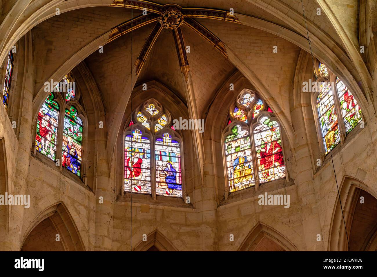 Stained glass windows at the eastern end Apse of The church of Saint ...