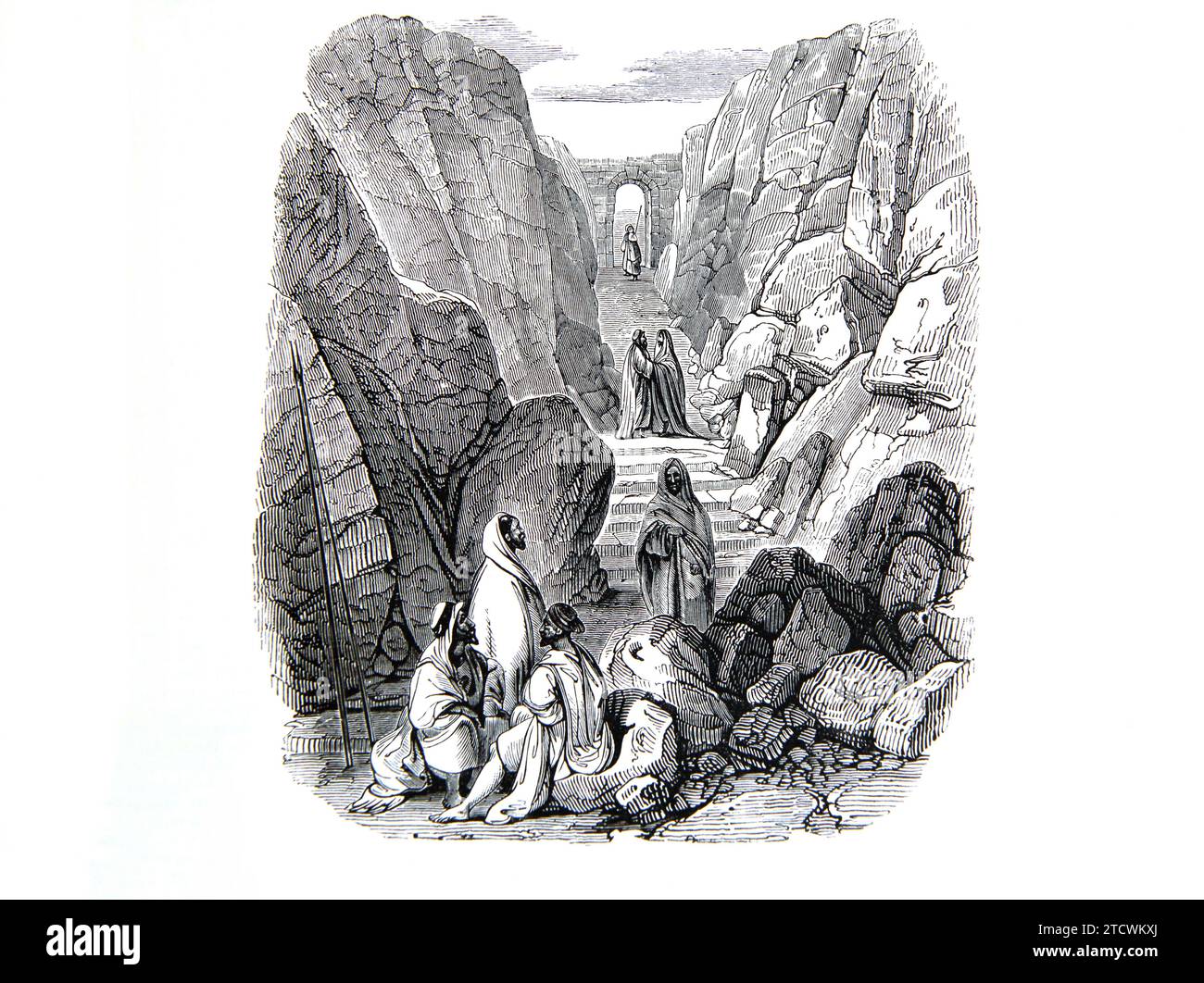 Illustration of the Ascent to Jebal Musa - Moses coming Down of Mount ...