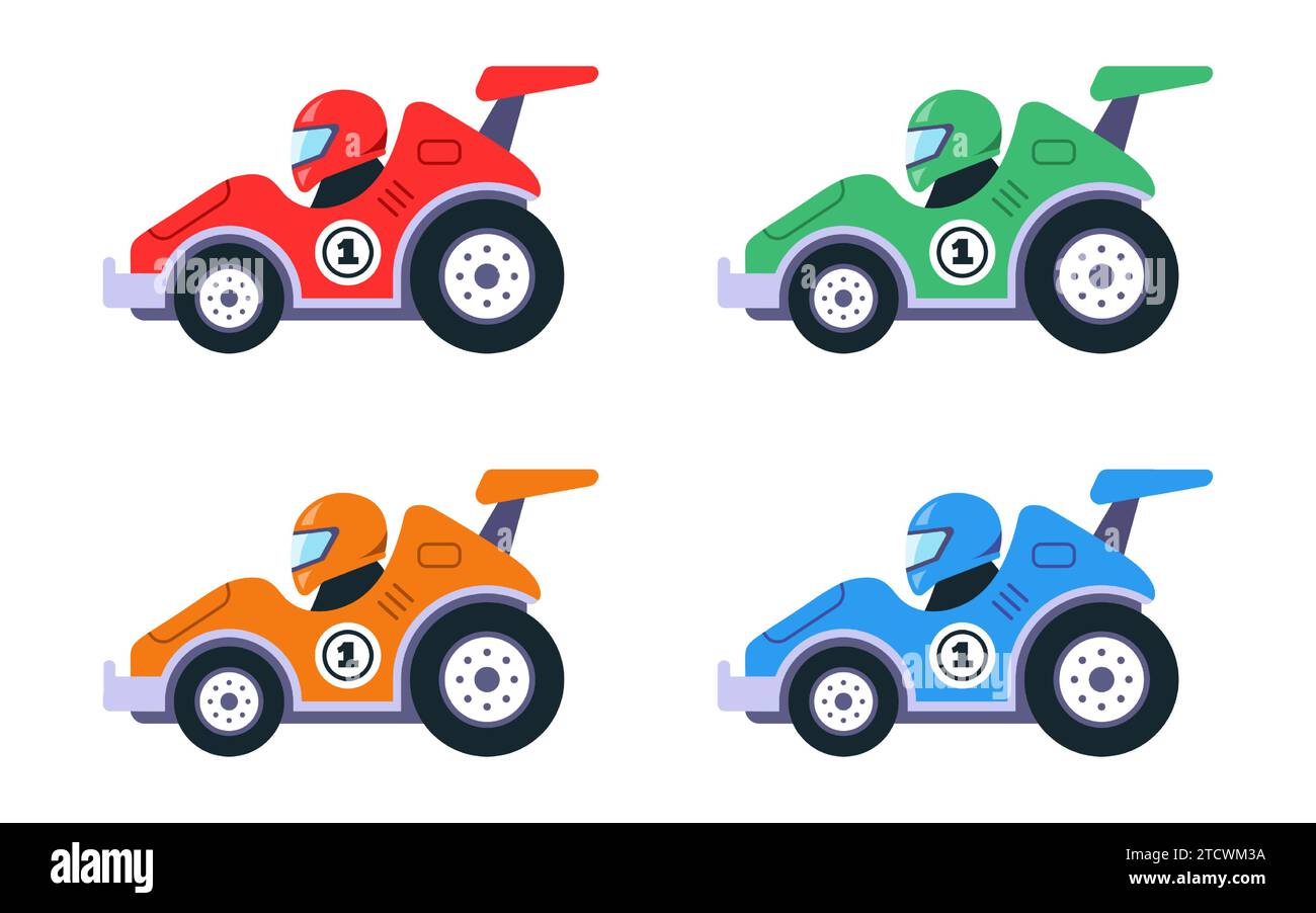set of cute colored racing cars. flat vector illustration Stock Vector ...