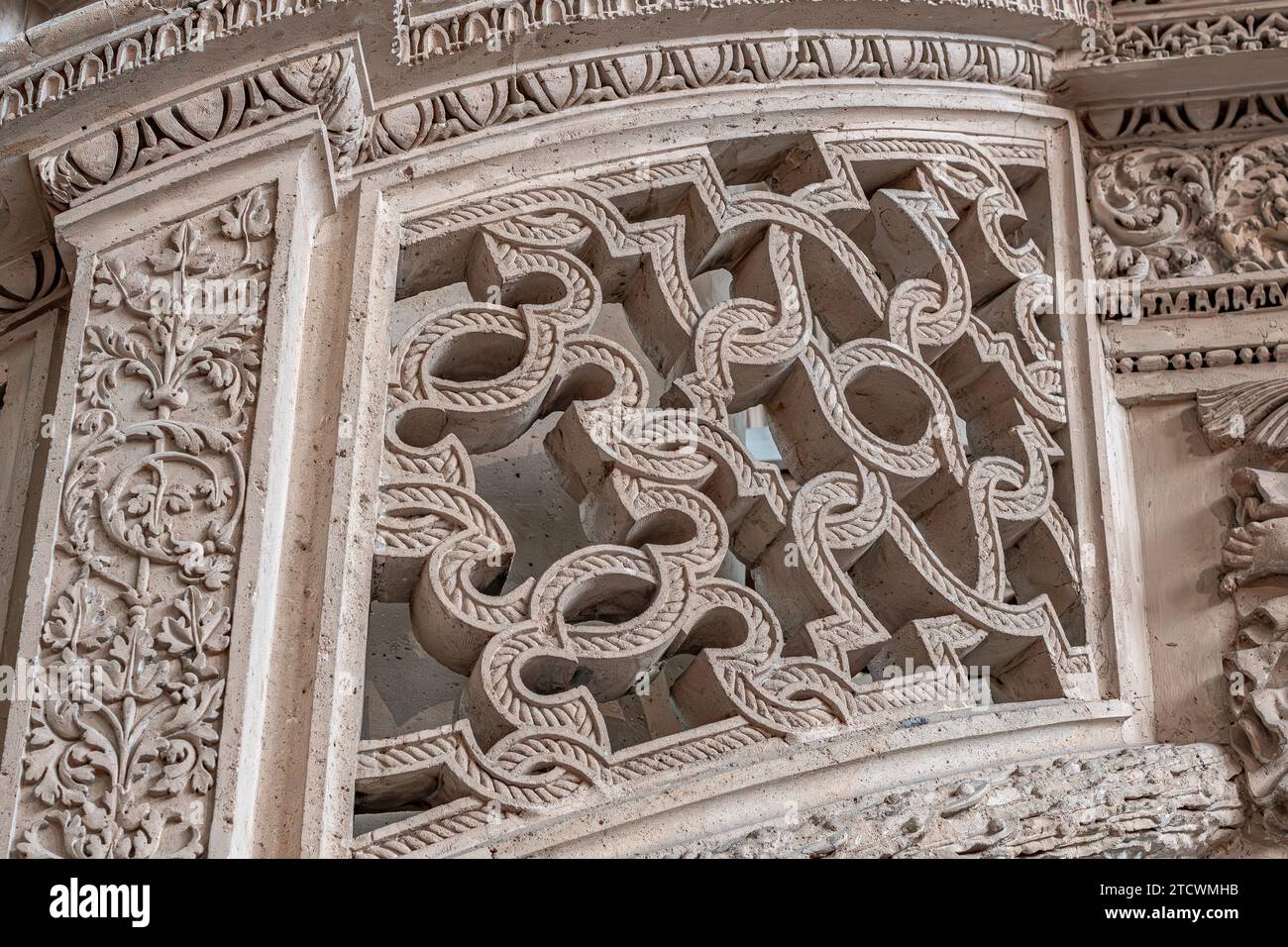 The elaborate sculptured stone jubé, or rood screen inside Saint ...