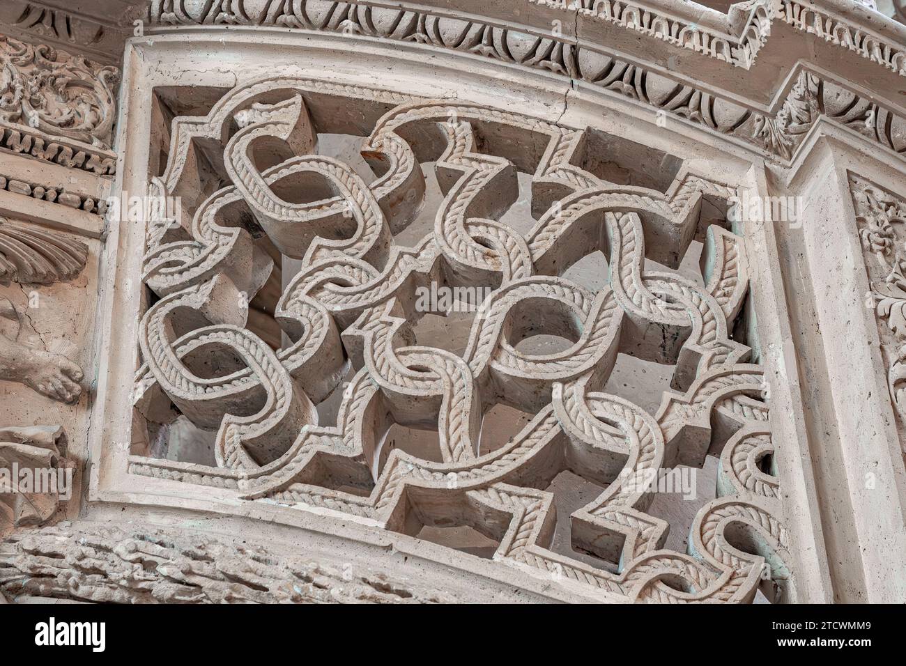 The elaborate sculptured stone jubé, or rood screen inside Saint ...