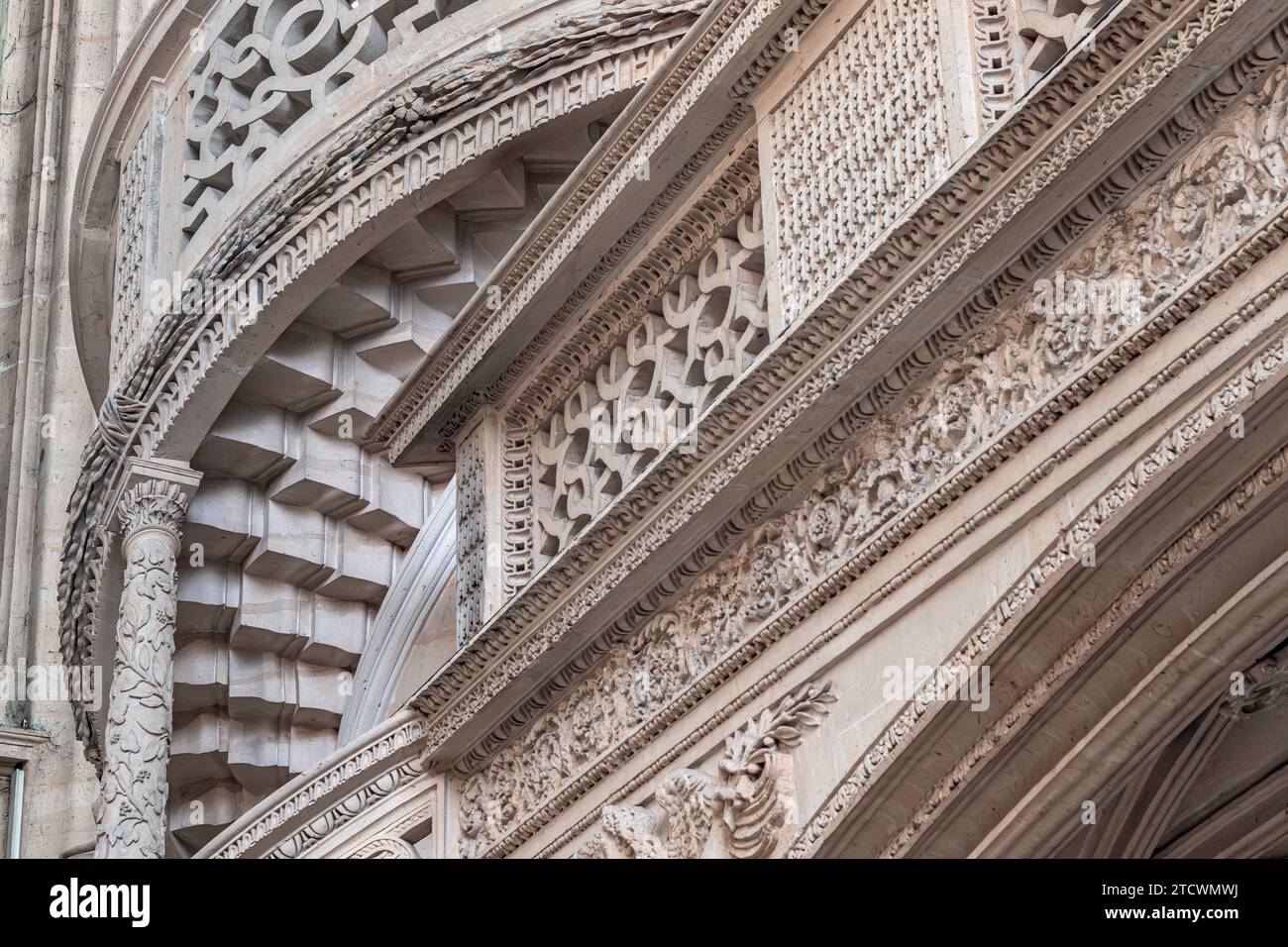The elaborate sculptured stone jubé, or rood screen inside Saint ...