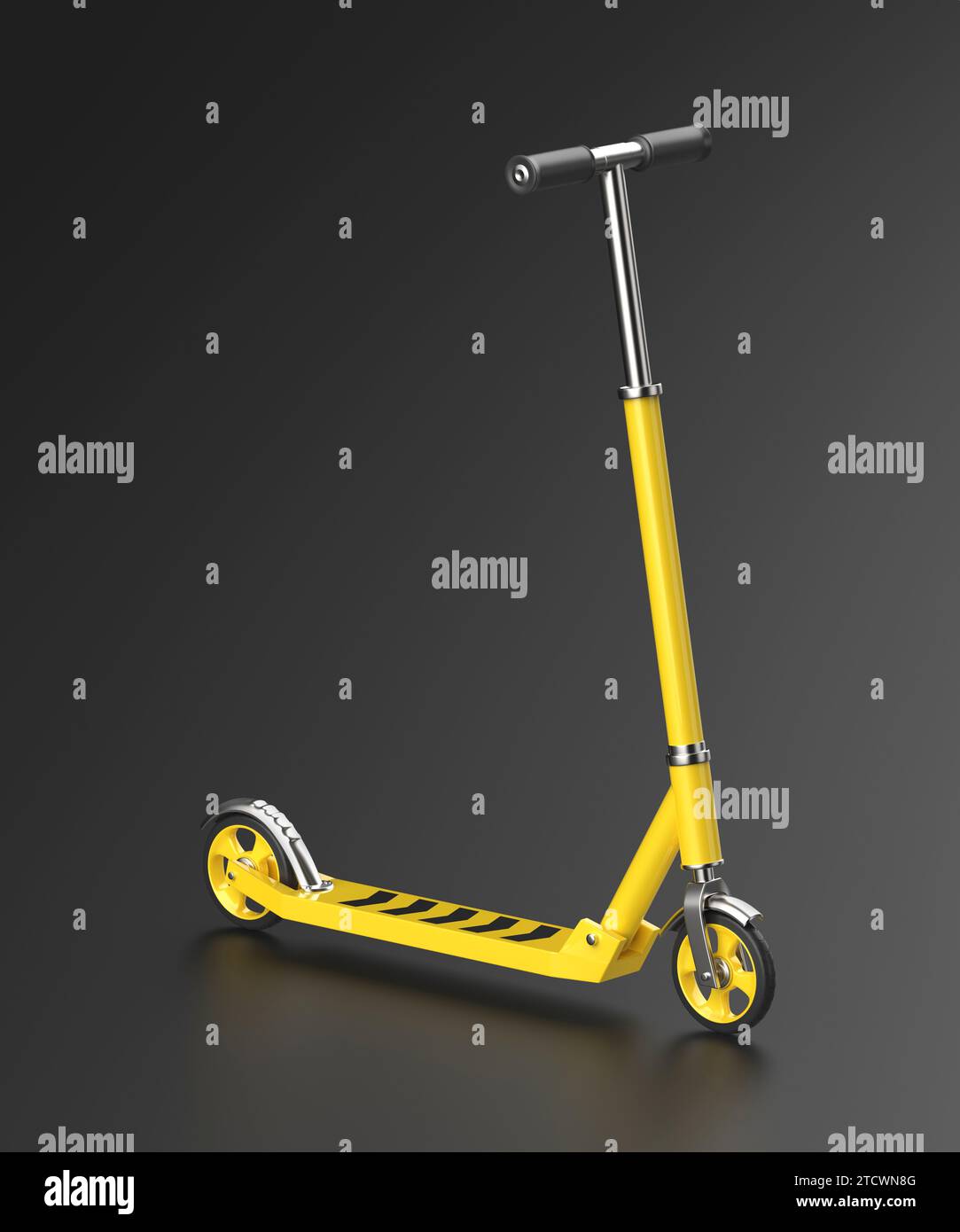 Shiny yellow kick scooter on asphalt Stock Photo - Alamy