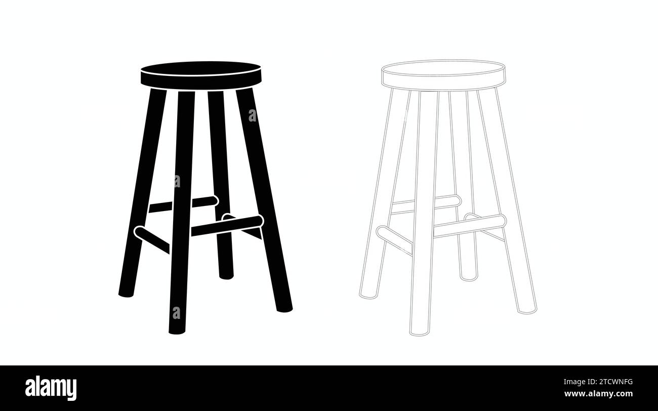 Stool Set. Vector isolated editable set of stools Stock Vector Image ...