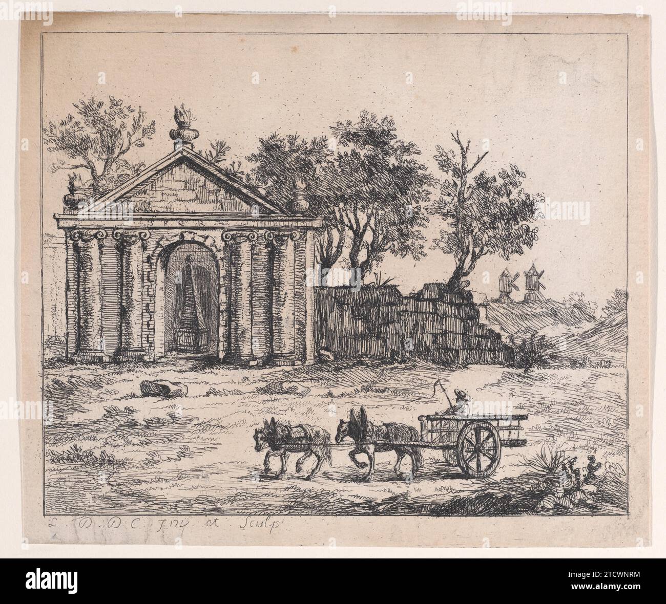 Landscape with Roman Temple and Wagon 1953 by Louis Philippe Joseph ...