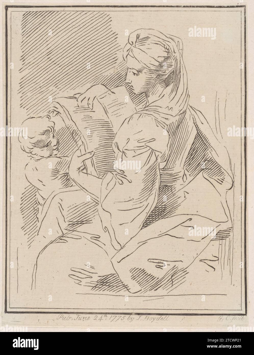 Sybil (?) holding a book with a child at left 1951 by Giuseppe Canale ...