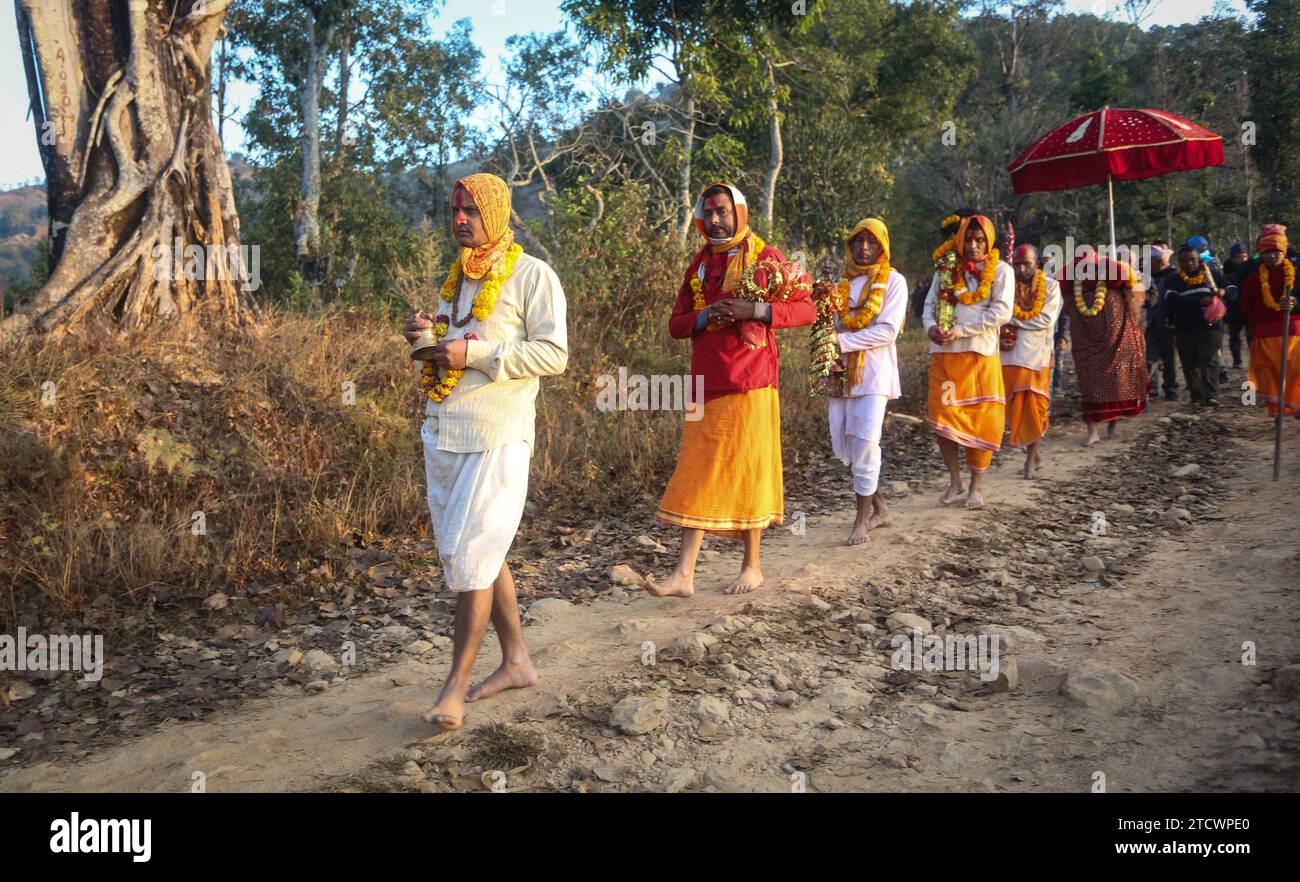 Dhading, Bagmati, Nepal. 14th Dec, 2023. People participate in a parade ...