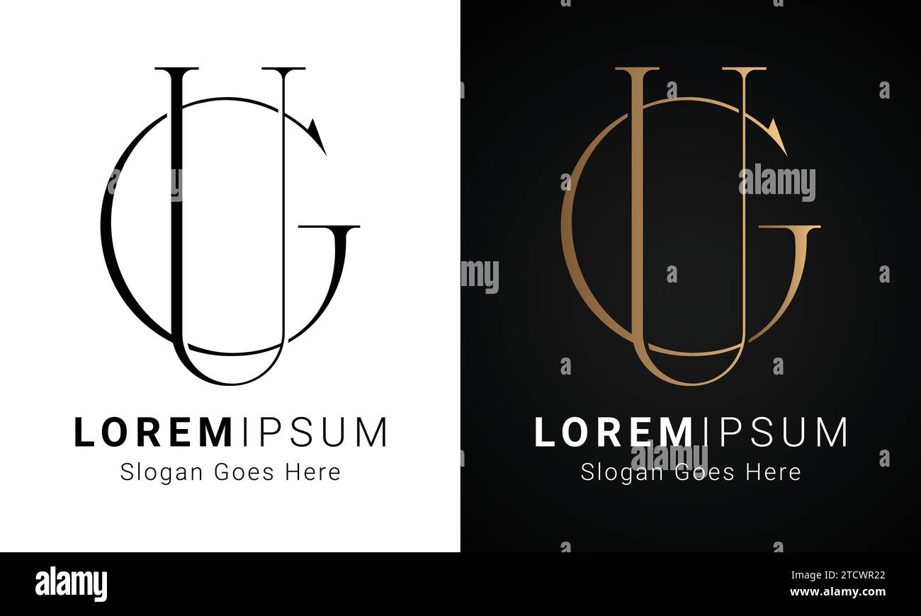 Luxury Initial GU or UG Monogram Text Letter Logo Design Stock Vector ...