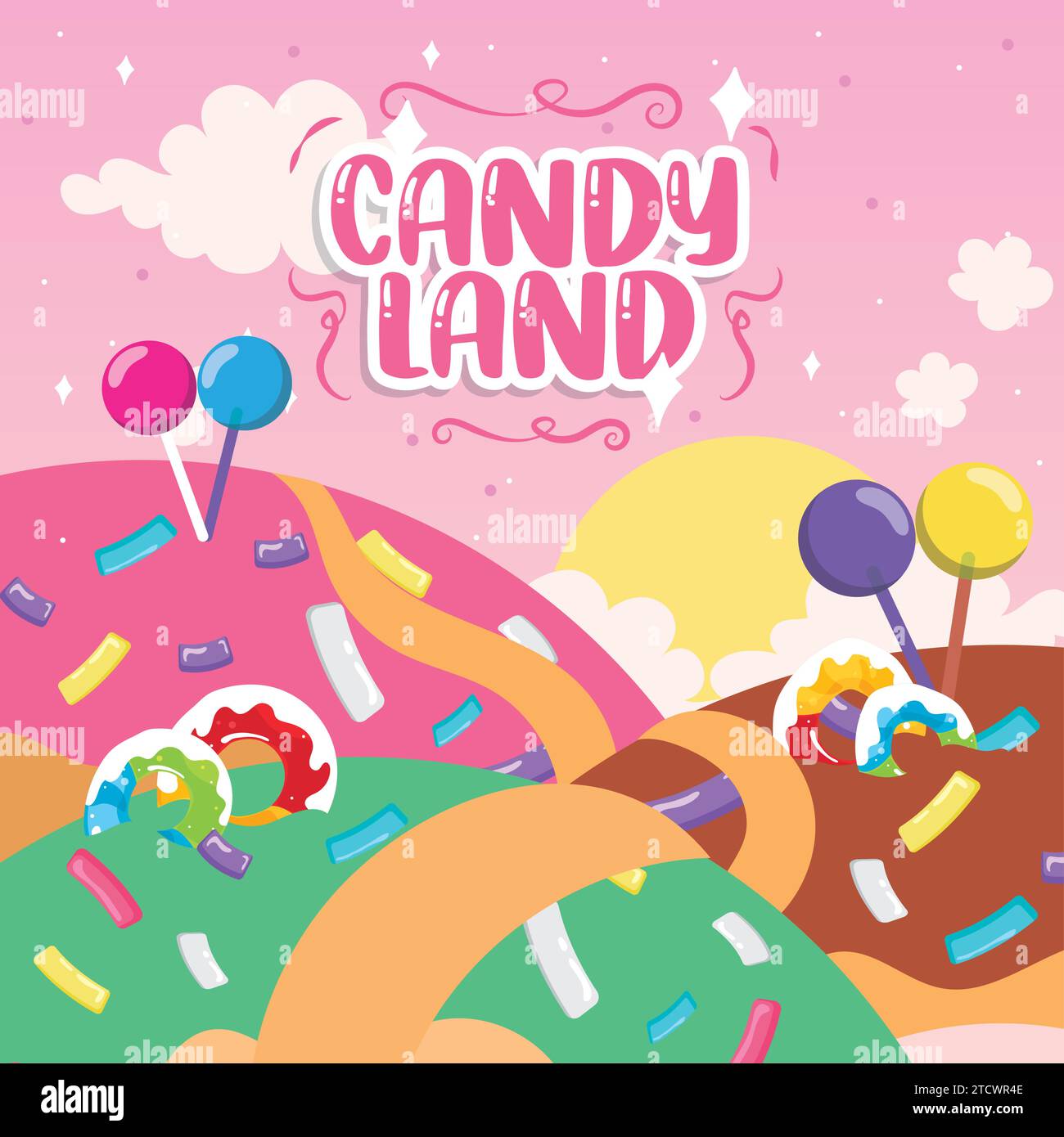 Colored candy land landscape view Vector Stock Vector Image & Art - Alamy
