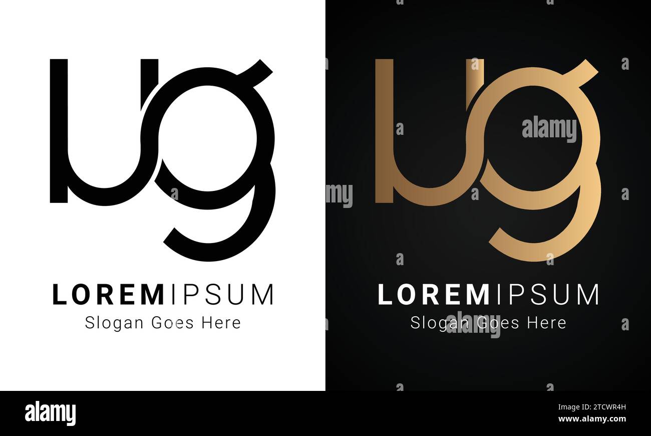 Luxury Initial GU or UG Monogram Text Letter Logo Design Stock Vector ...