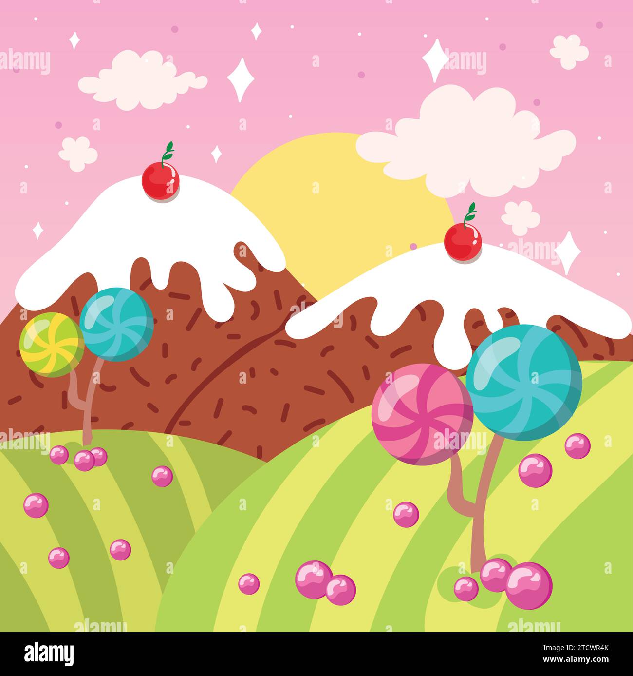 Colored candy land landscape view Vector Stock Vector Image & Art - Alamy