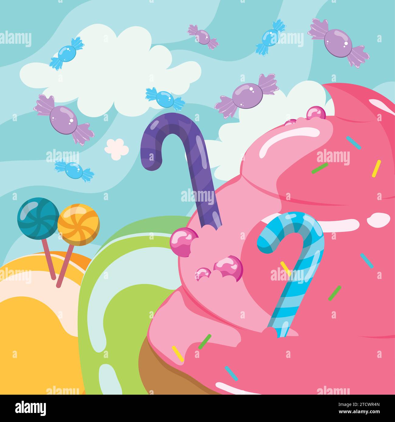 Colored candy land landscape view Vector Stock Vector Image & Art - Alamy