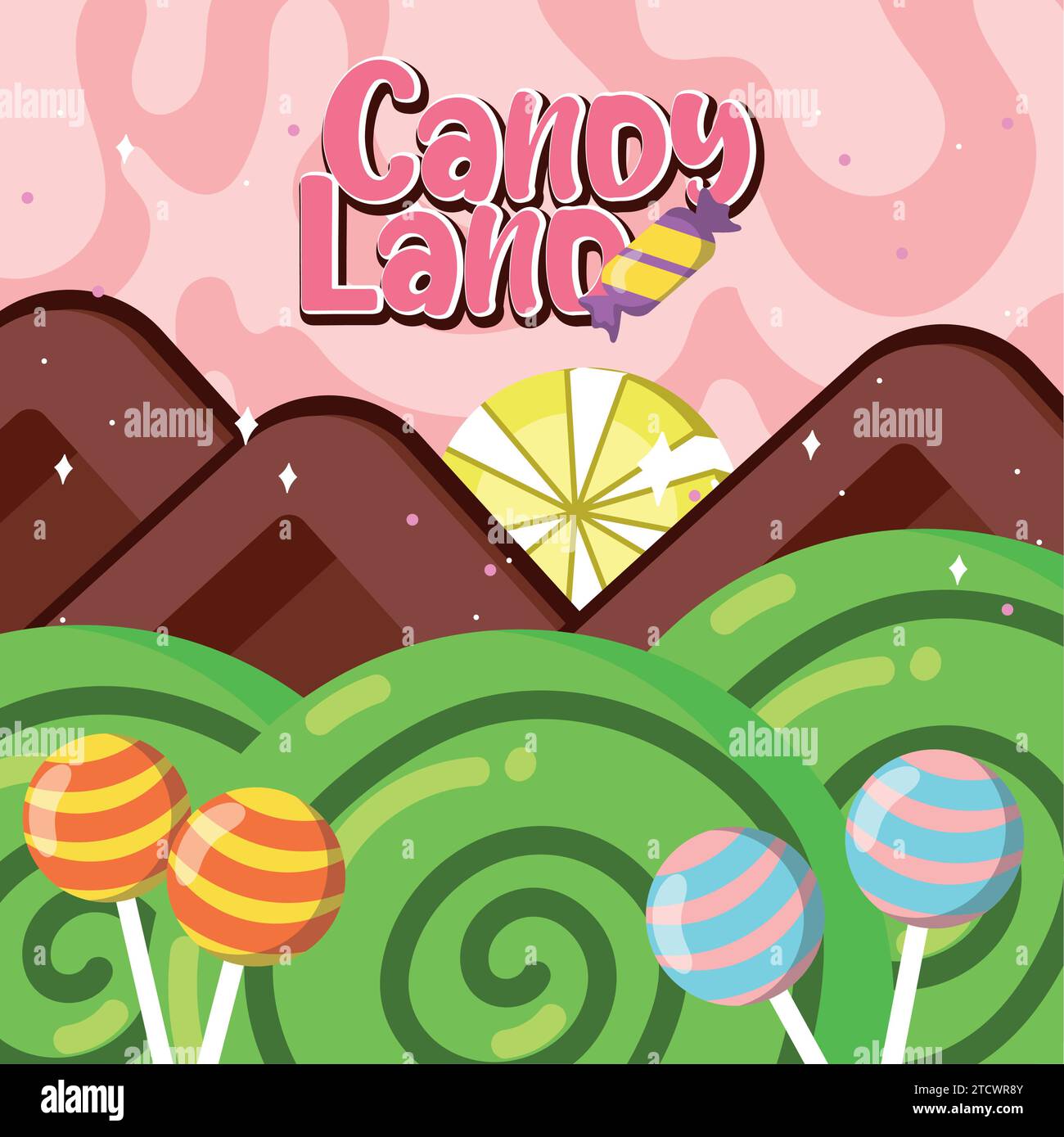 Colored candy land landscape view Vector Stock Vector Image & Art - Alamy