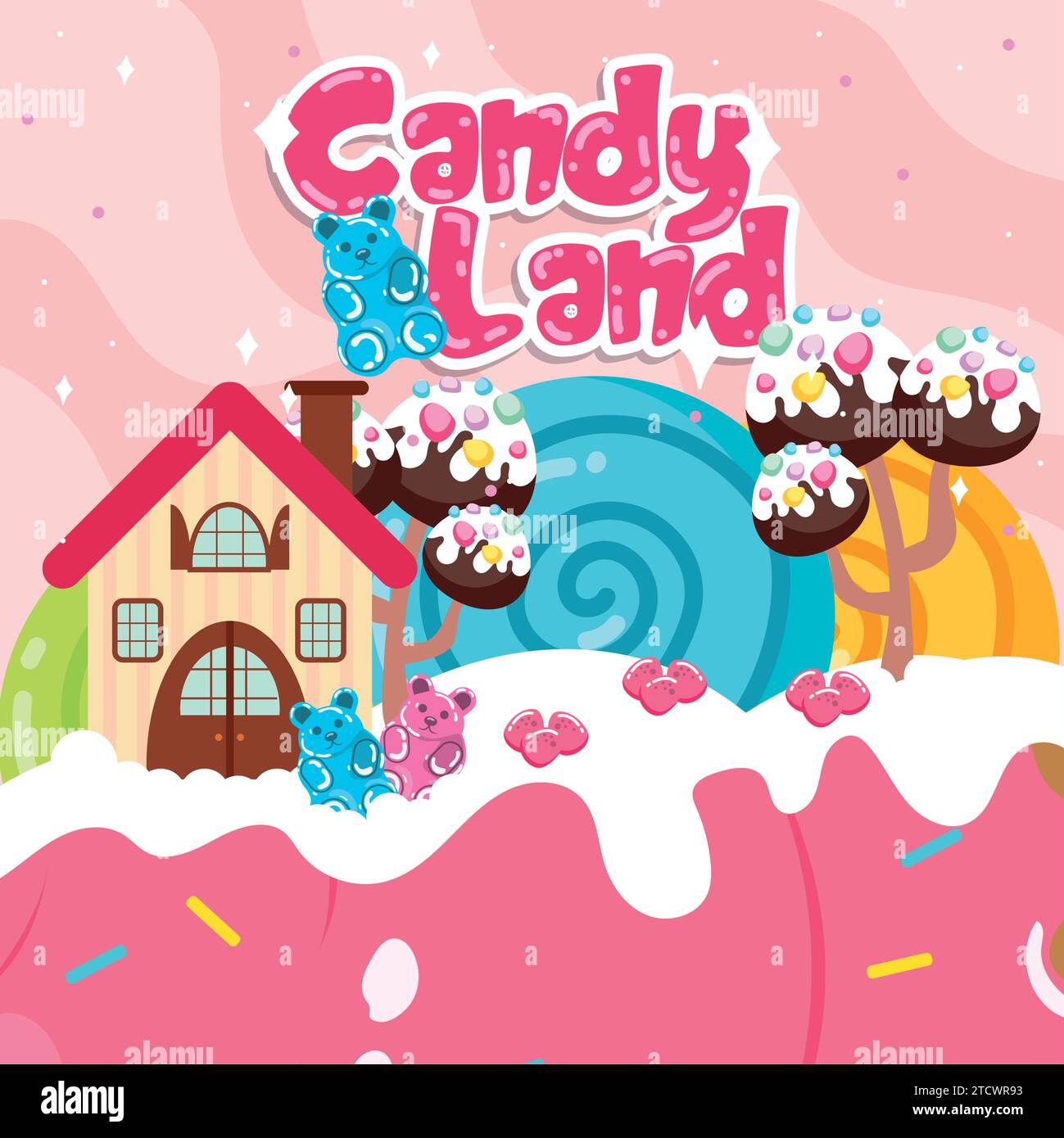 Colored candy land landscape view Vector Stock Vector Image & Art - Alamy