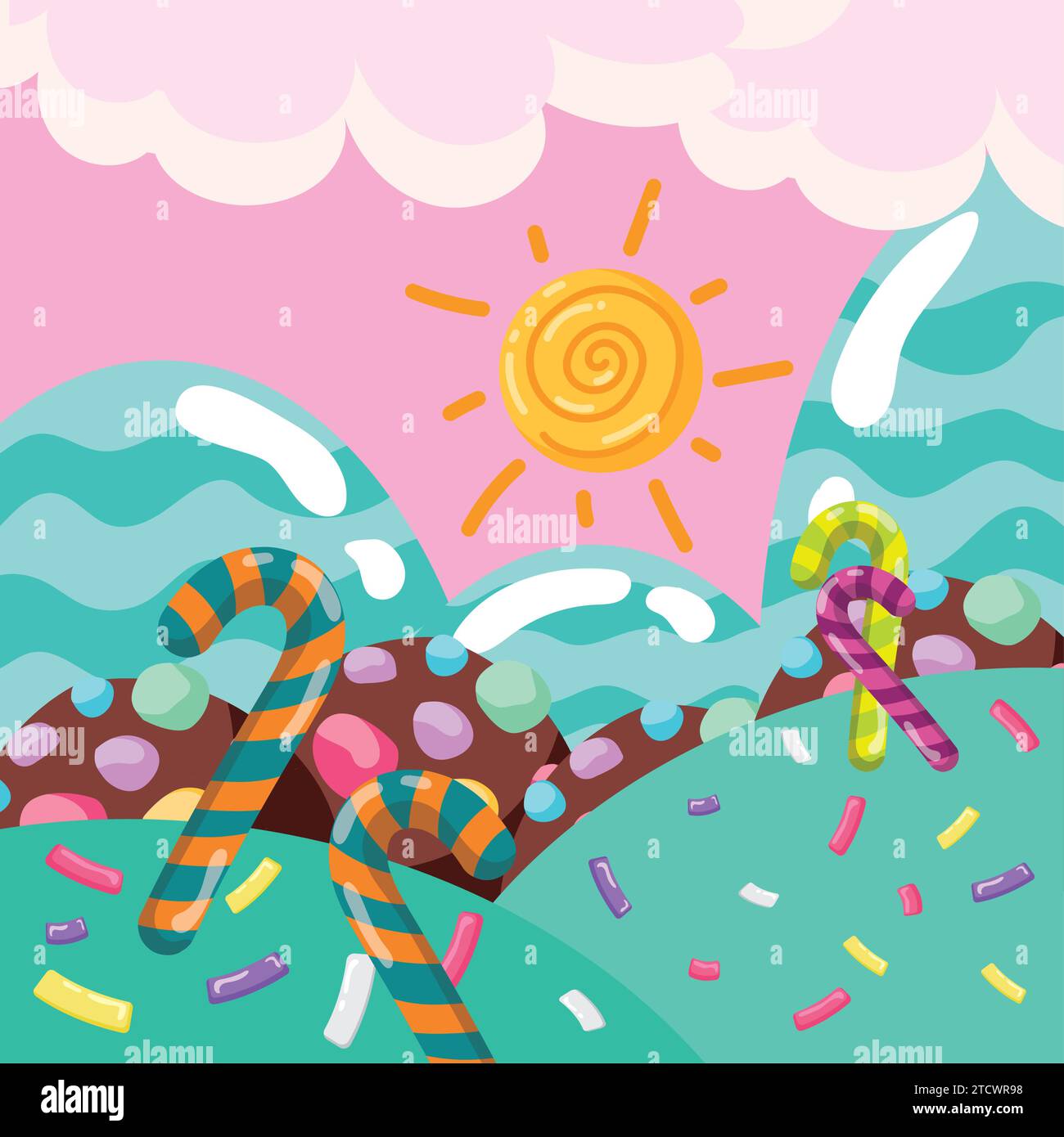 Colored candy land landscape view Vector Stock Vector Image & Art - Alamy