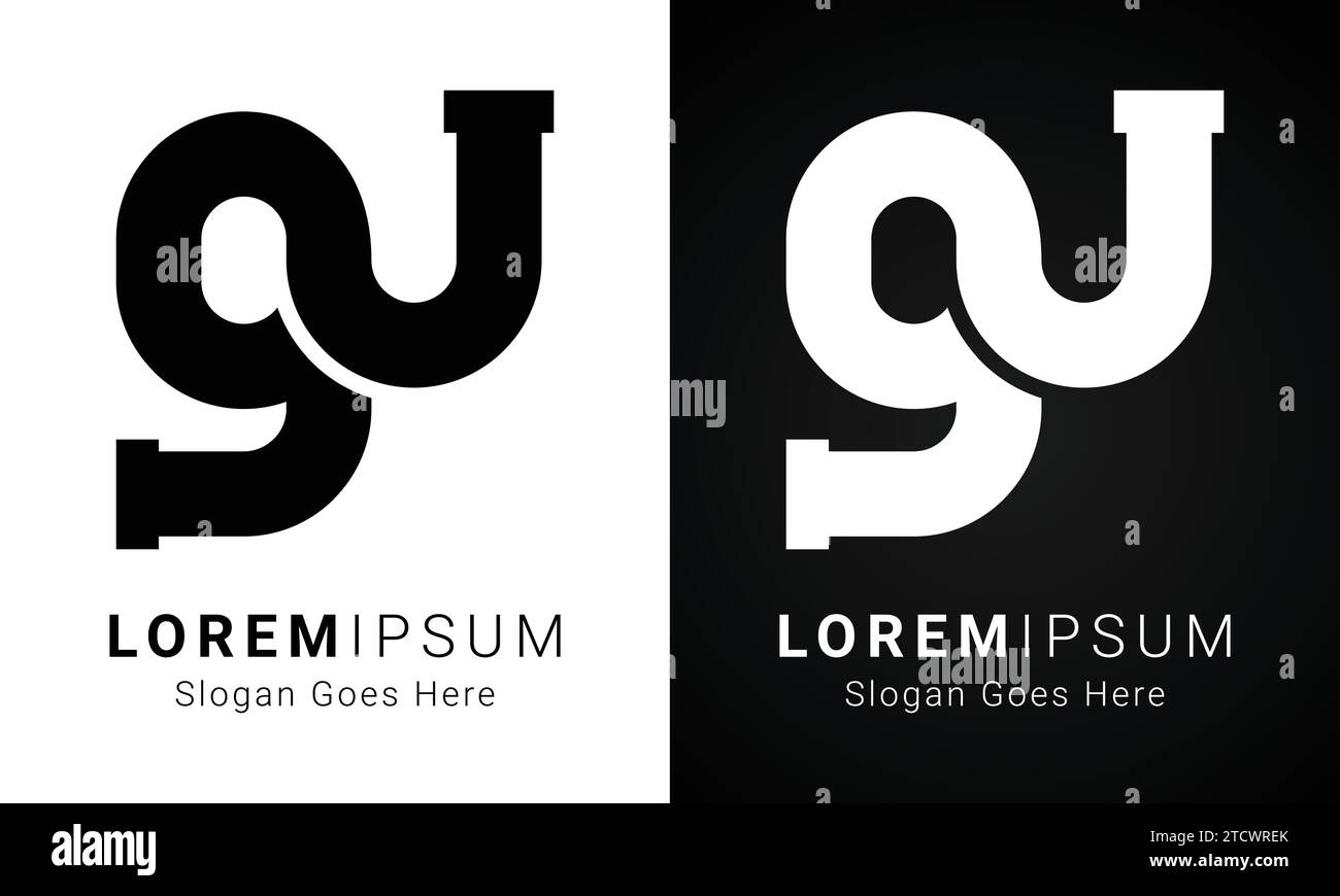 Luxury Initial GU or UG Monogram Text Letter Logo Design Stock Vector ...