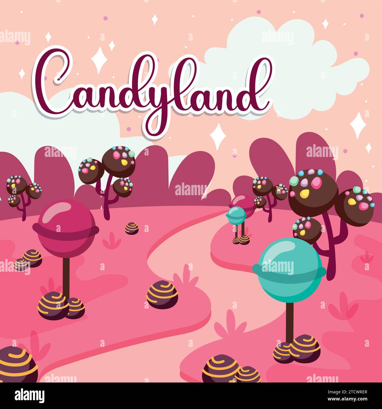 Colored candy land landscape view Vector Stock Vector Image & Art - Alamy